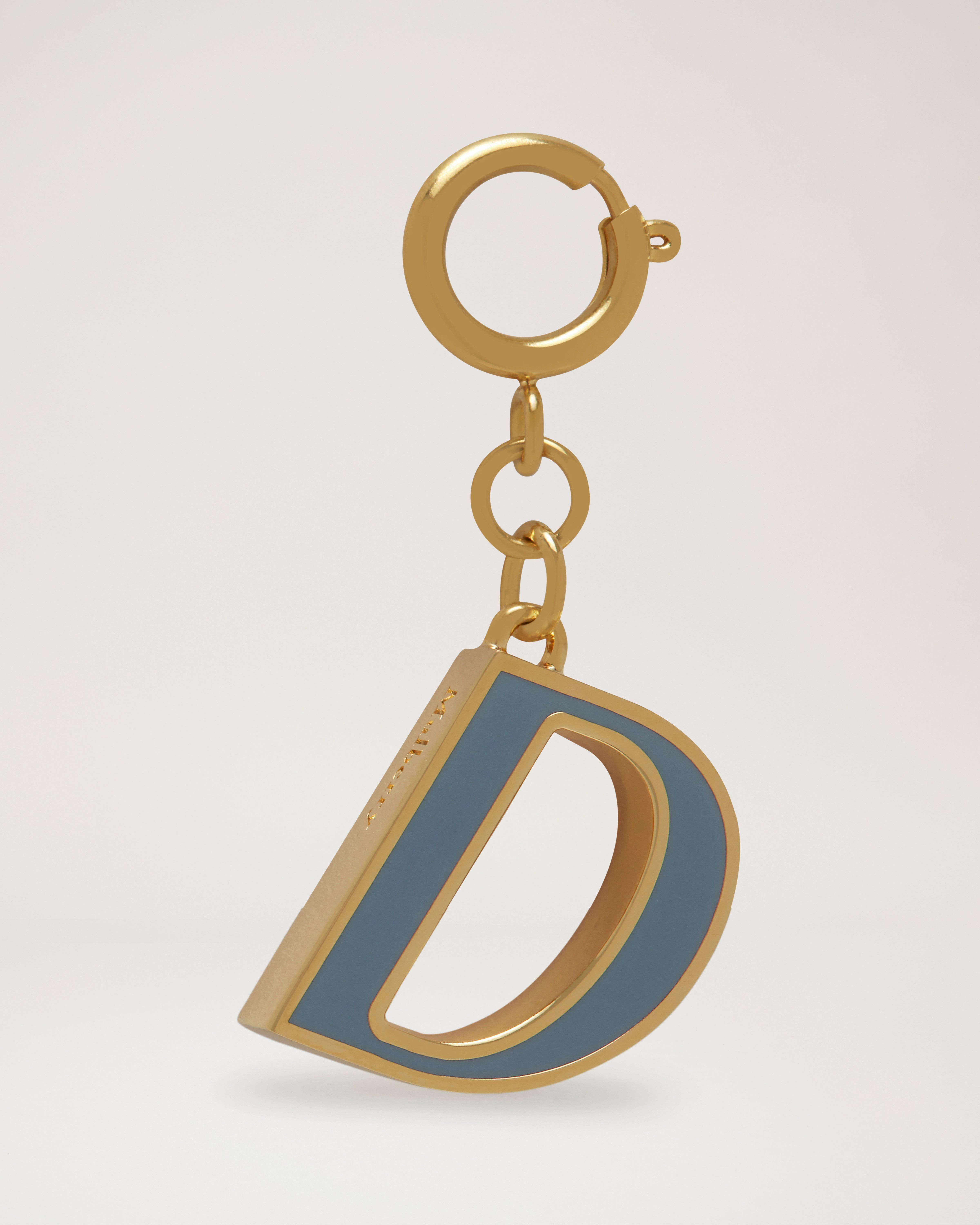 Enamel Keyring - D | Poseidon Blue Enamel | Women | Mulberry