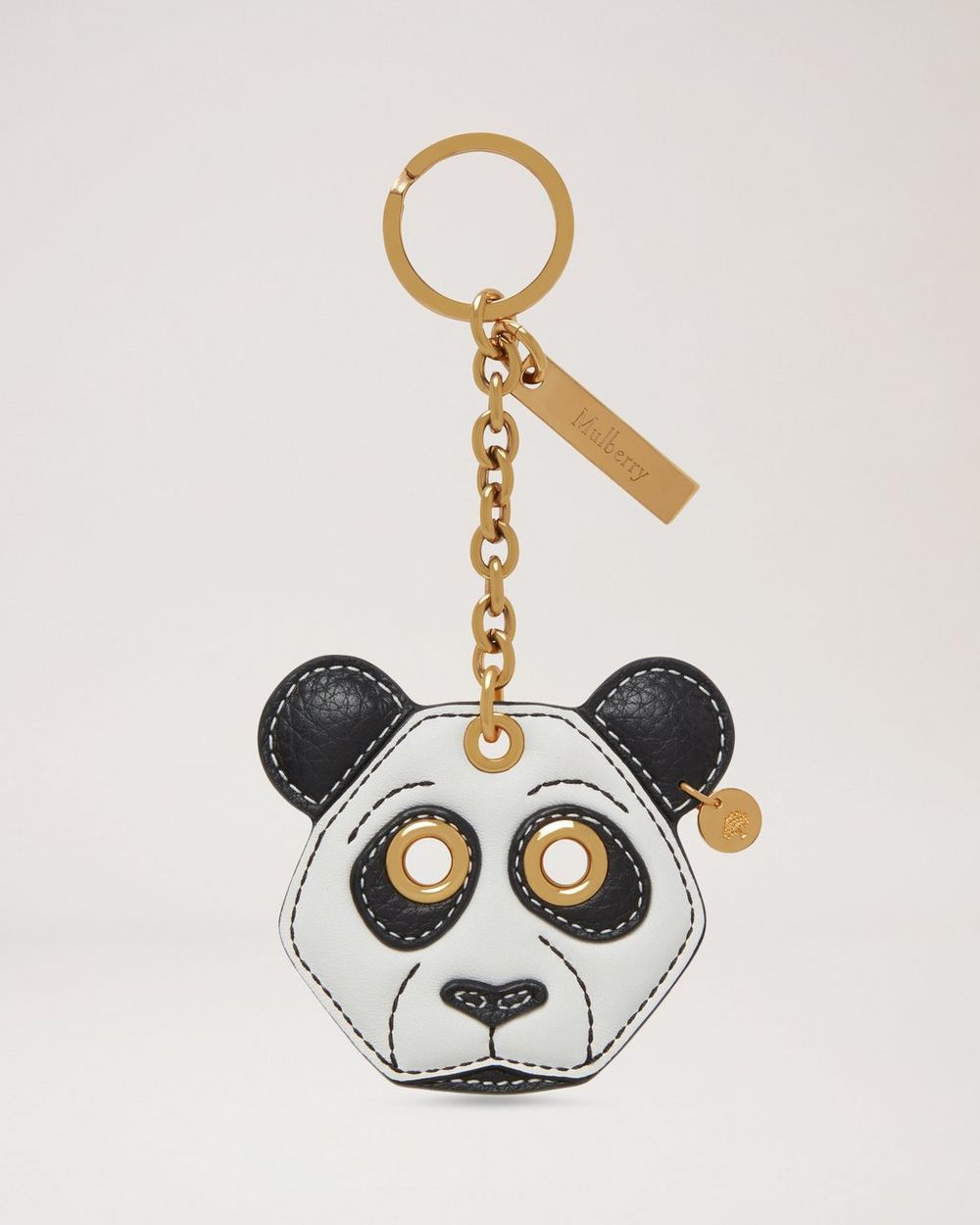 Panda Keyring | Black & White Small Classic Grain | Men | Mulberry