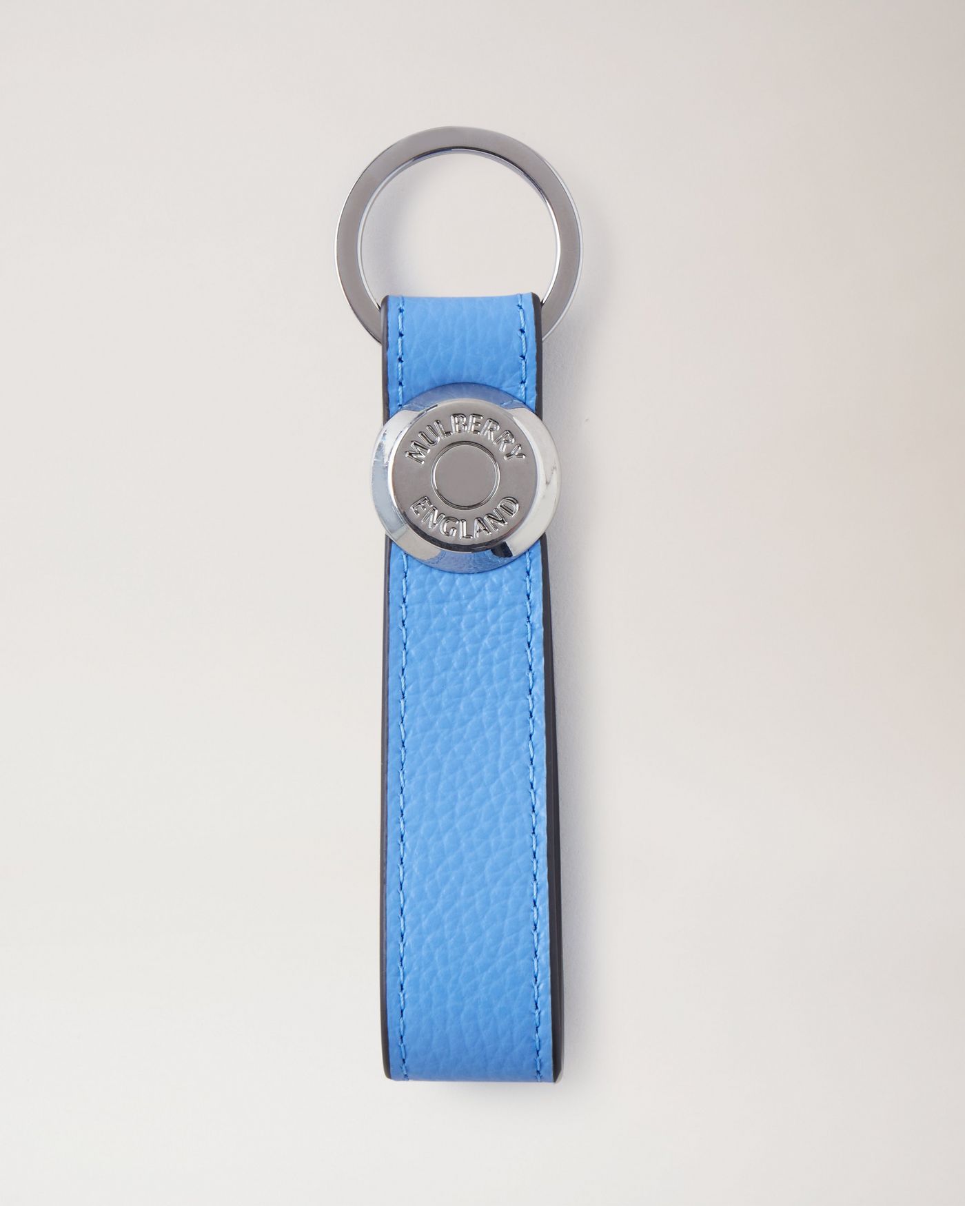 Rivet Keyring | Cornflower Blue Small Classic Grain | Men | Mulberry