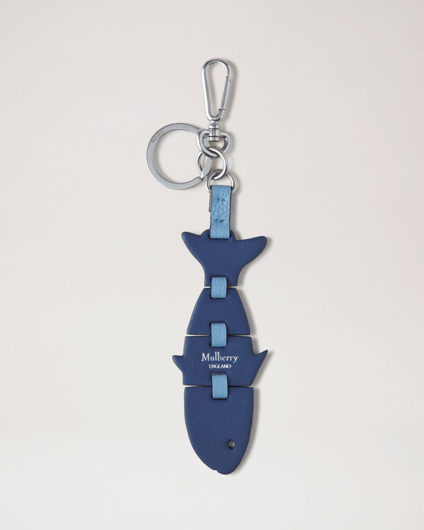 Fish Puzzle Keyring | Pale Navy Silky Calf | Women | Mulberry