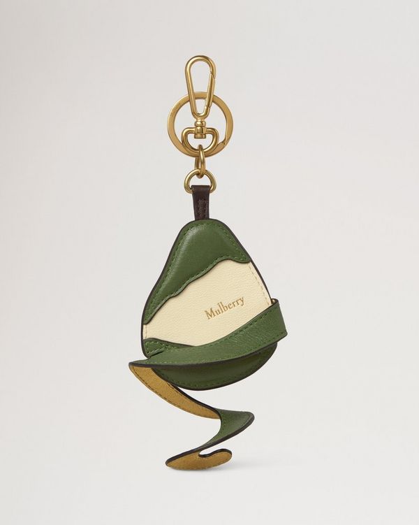 Mulberry | Peeling Fruit Keyring - Pear | Fern & Eggshell Mixed Material
