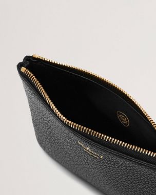 Mulberry Plaque Small Zip Around Purse | Black Small Classic Grain ...