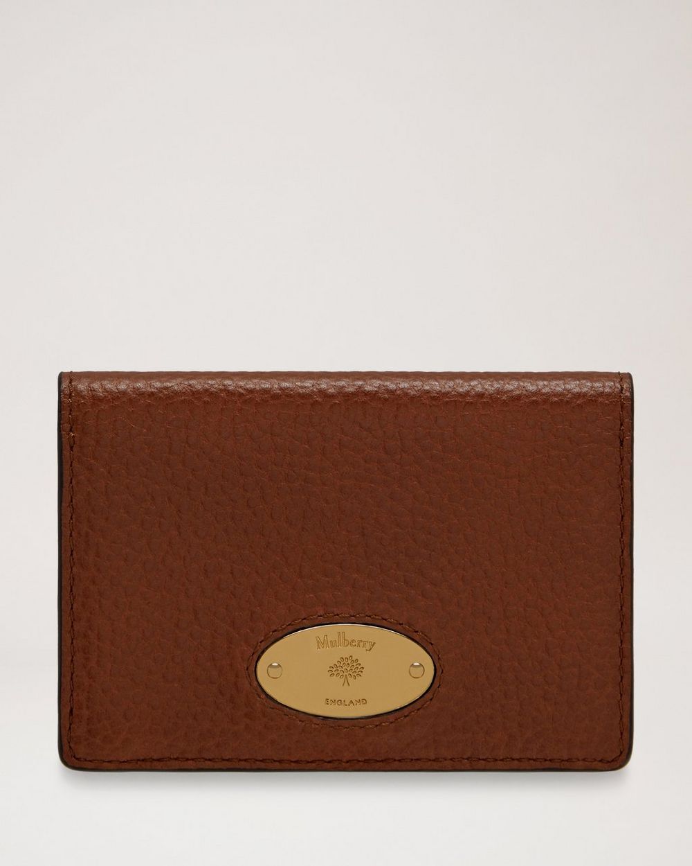 Mulberry Plaque Card Holder | Oak Natural Grain Leather | Classic Small ...
