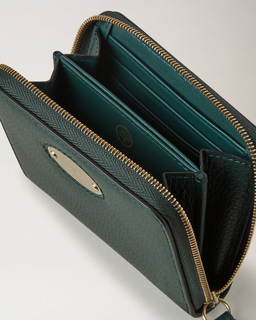 Mulberry Plaque Small Zip Around Purse | Mulberry Green Small Classic ...