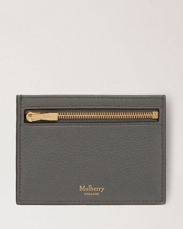 Zipped Credit Card Slip | Charcoal Small Classic Grain | Women | Mulberry