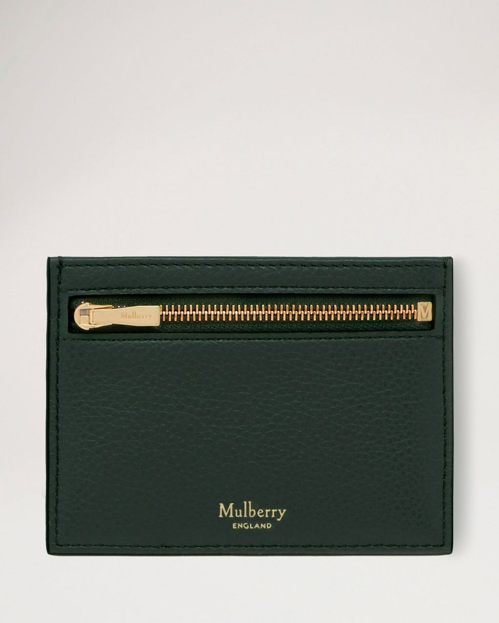 Zipped Credit Card Slip | Mulberry Green Small Classic Grain | Women ...