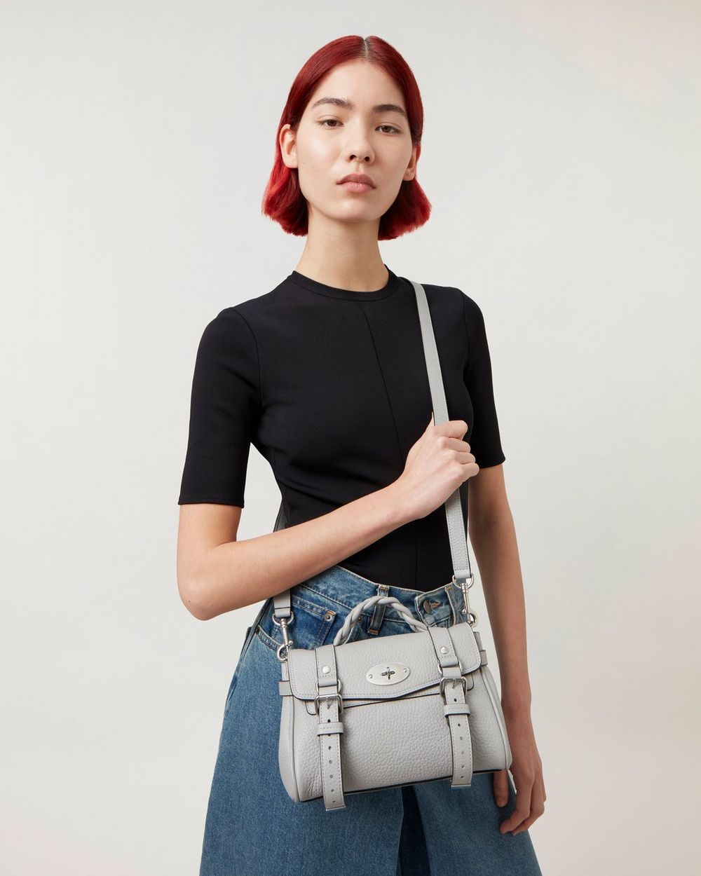 Mini Alexa | Pale Grey Heavy Grain | Women | Mulberry