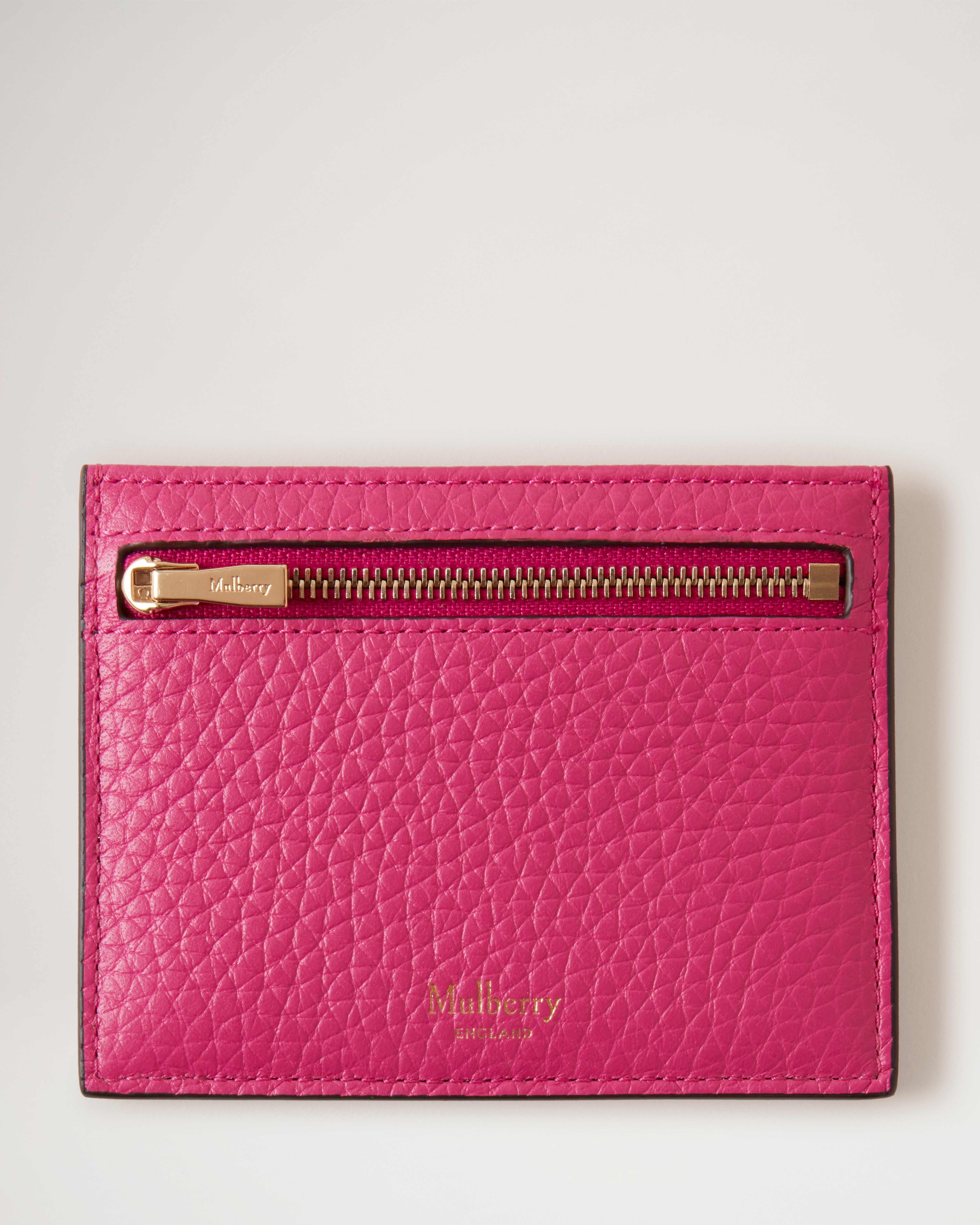Zipped Credit Card Slip | Mulberry Pink Heavy Grain | Women | Mulberry