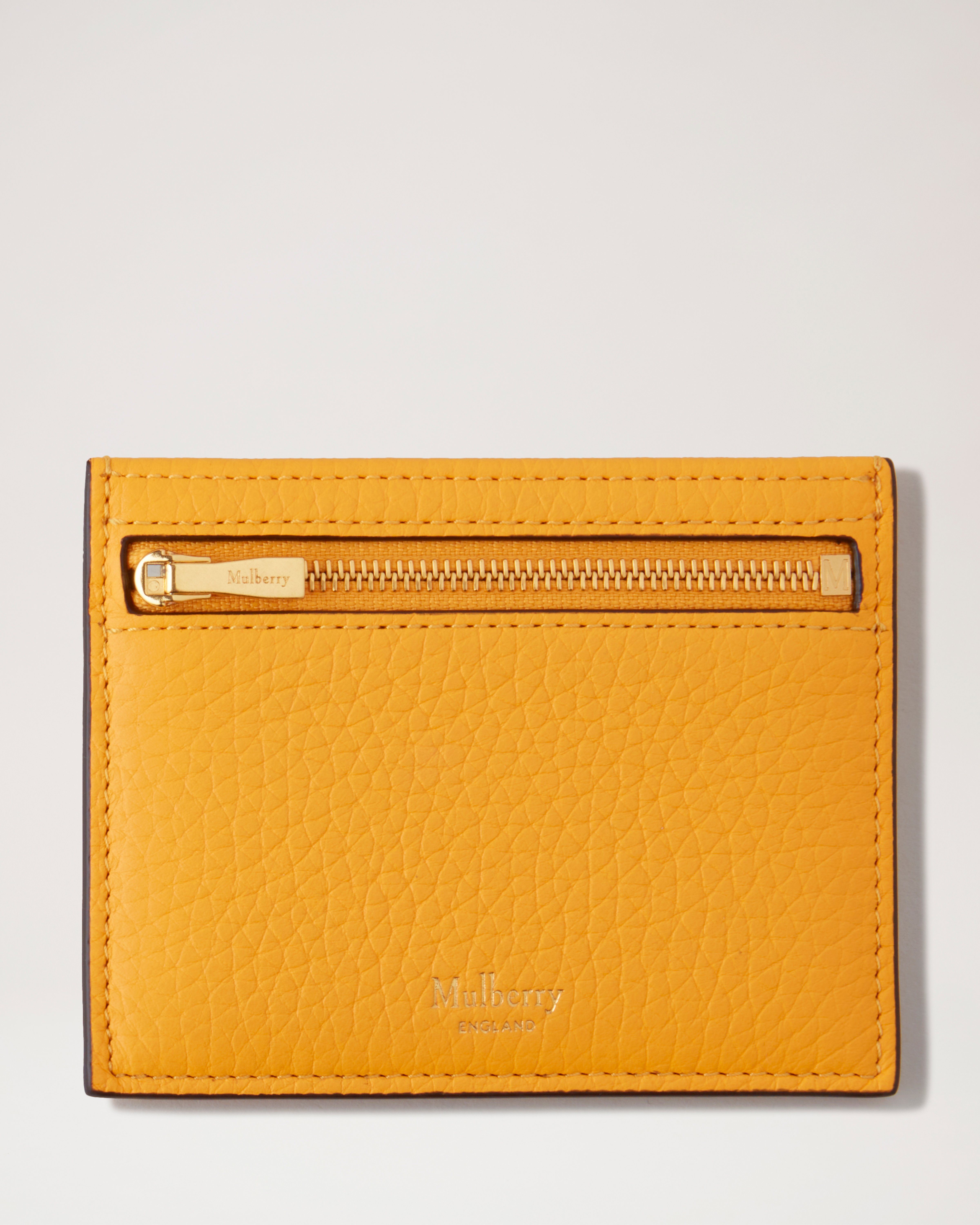 Zipped Credit Card Slip | Double Yellow Heavy Grain | Women | Mulberry