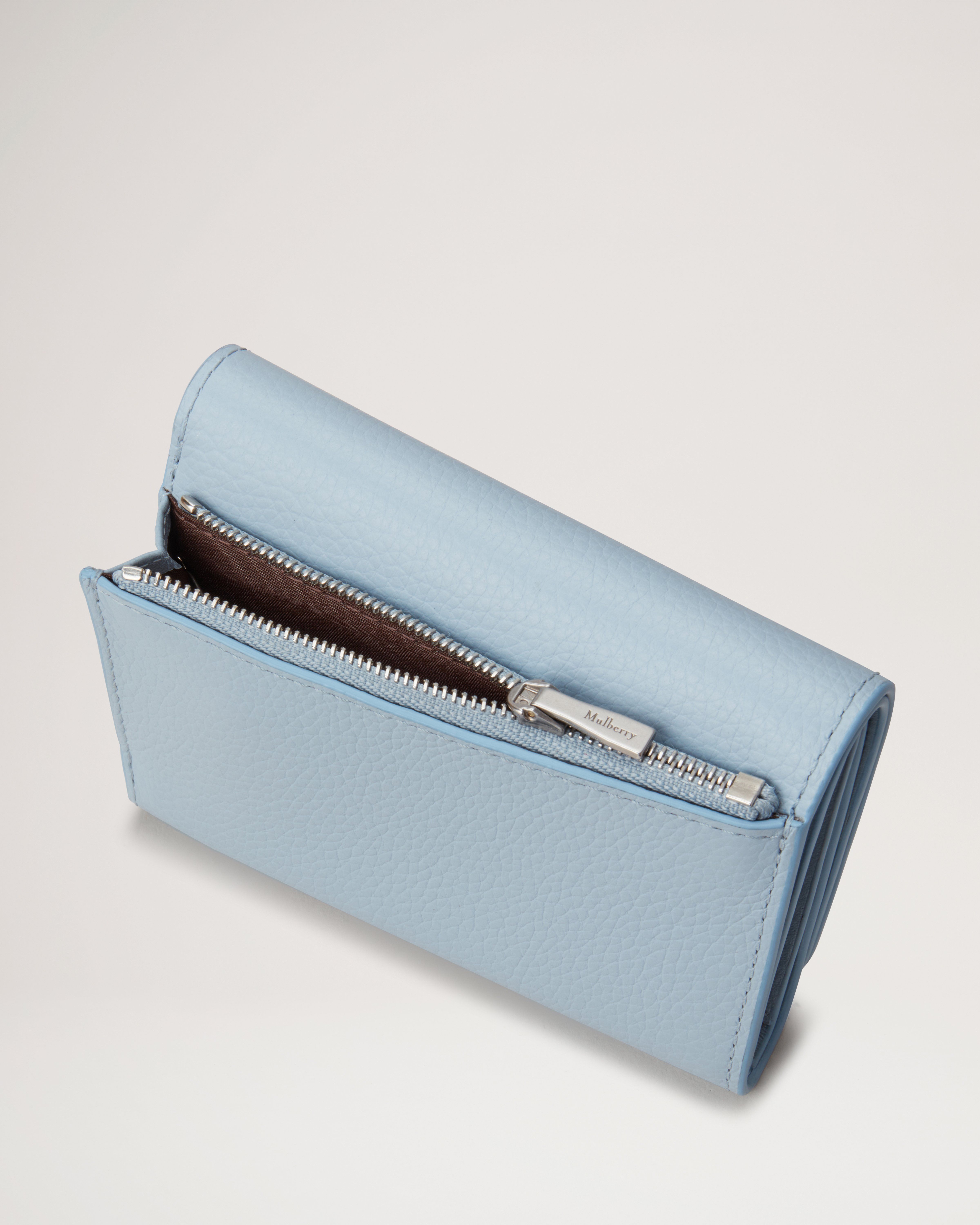 Continental Trifold | Poplin Blue Small Classic Grain | Women | Mulberry