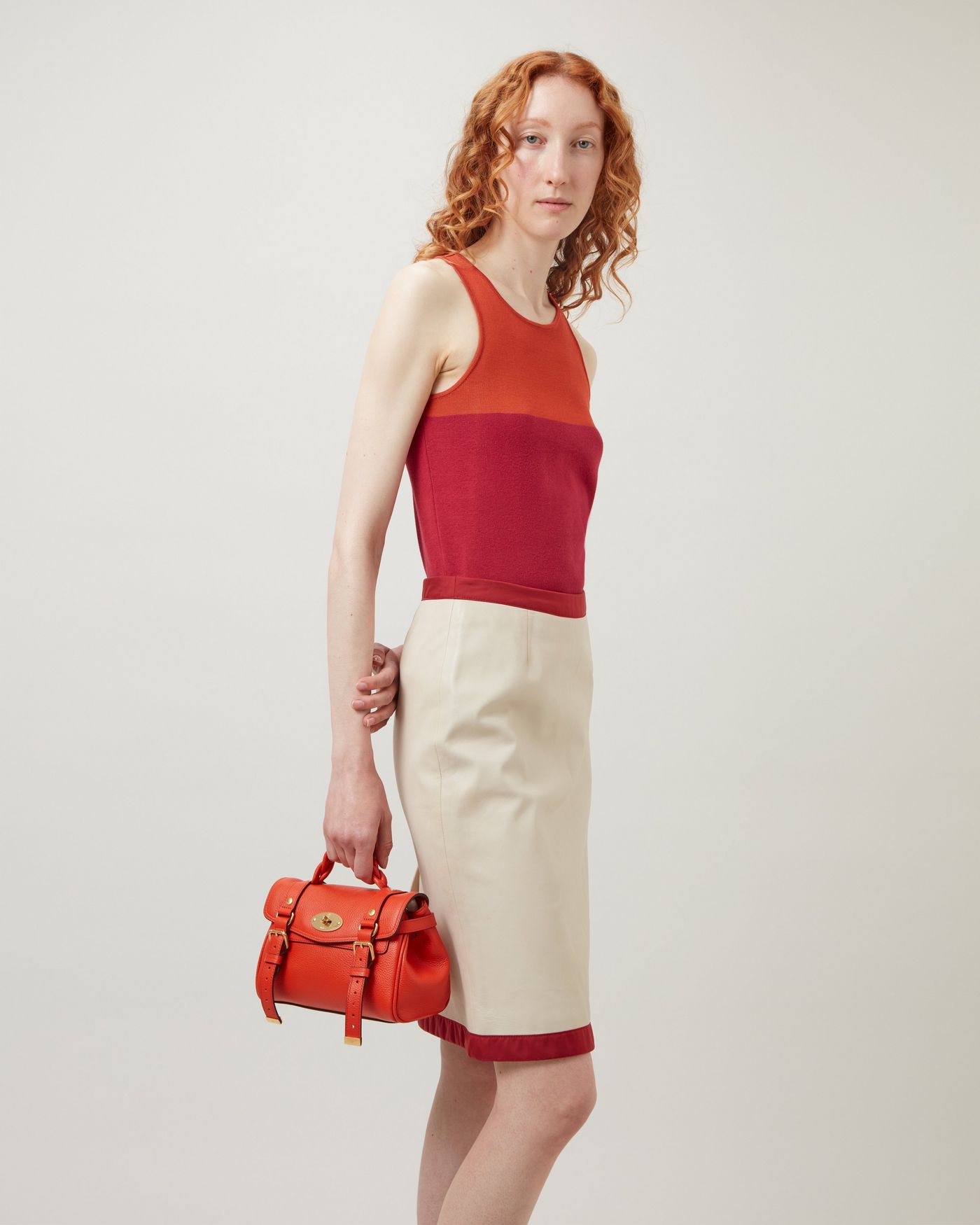 Mini Alexa | Coral Orange Small Classic Grain | Family | Mulberry