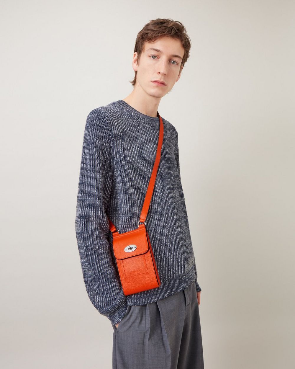 Mini Antony | Mandarin Orange Small Classic Grain | Men | Mulberry