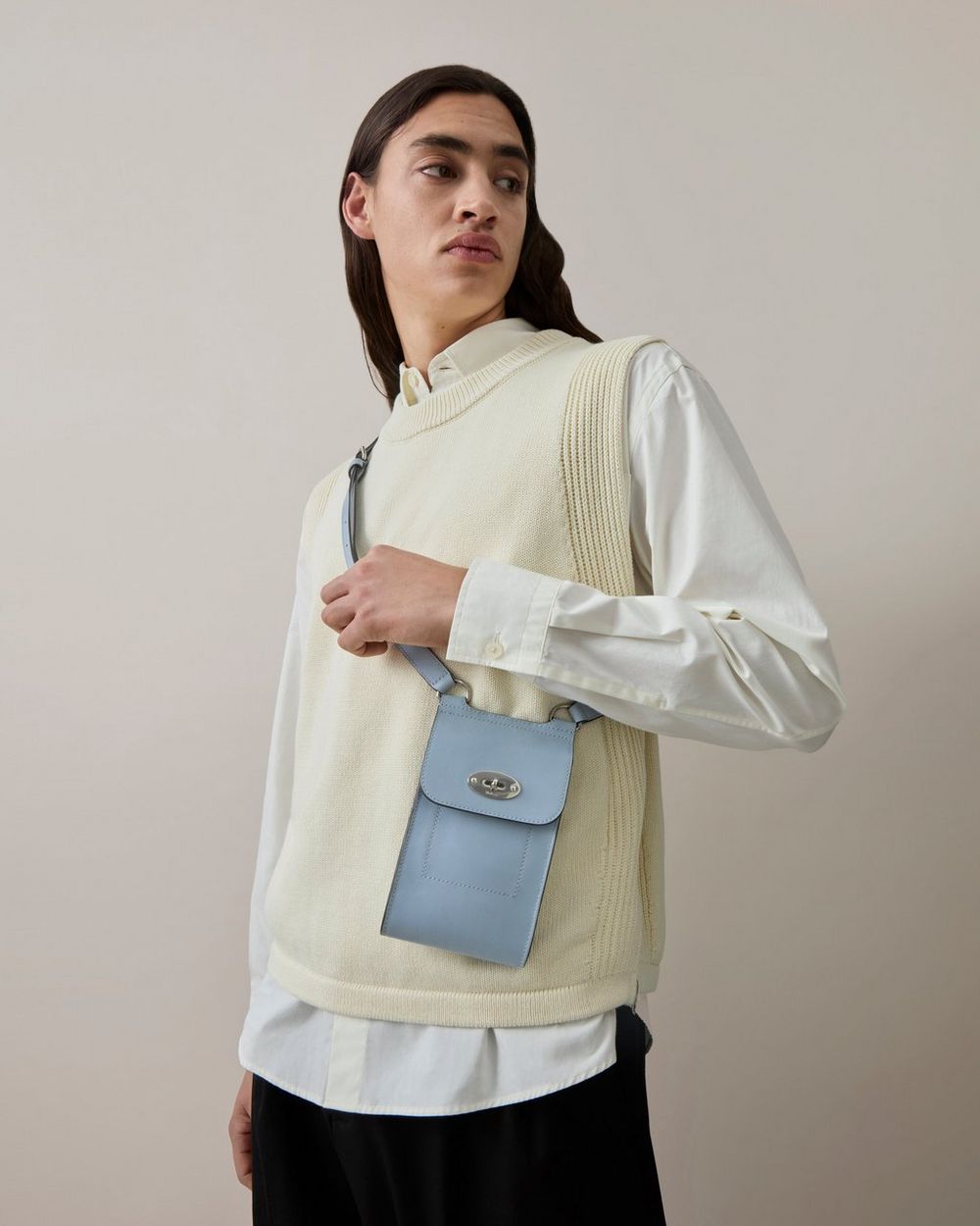Mini Antony | Poplin Blue Small Classic Grain | Women | Mulberry
