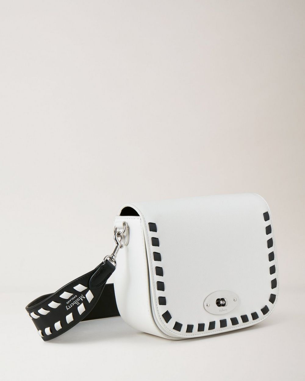 Small Darley Satchel | Black & White Whip Stitch | Darley | Mulberry