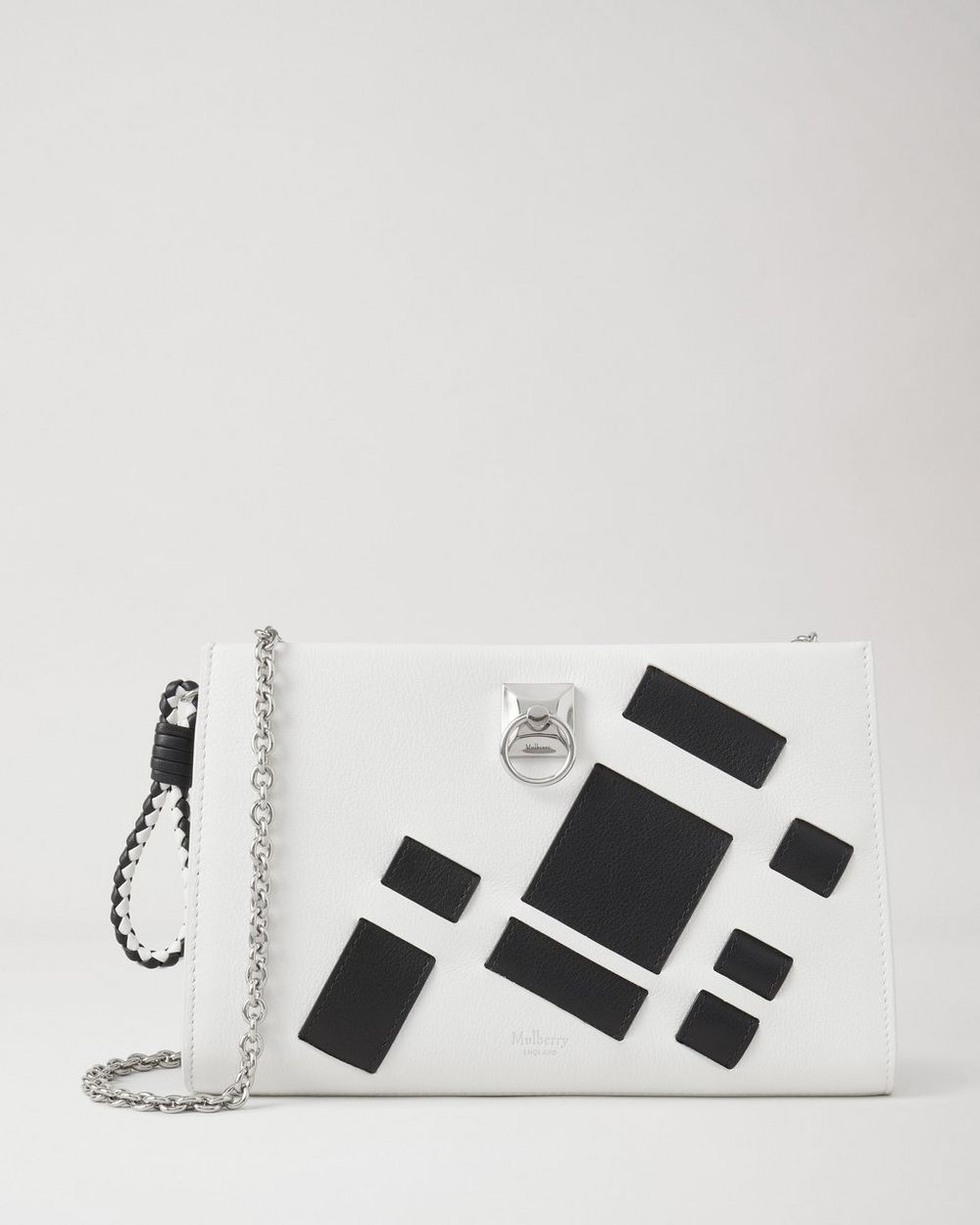 Iris Wallet on Chain | Black & White Whip Stitch | Women | Mulberry