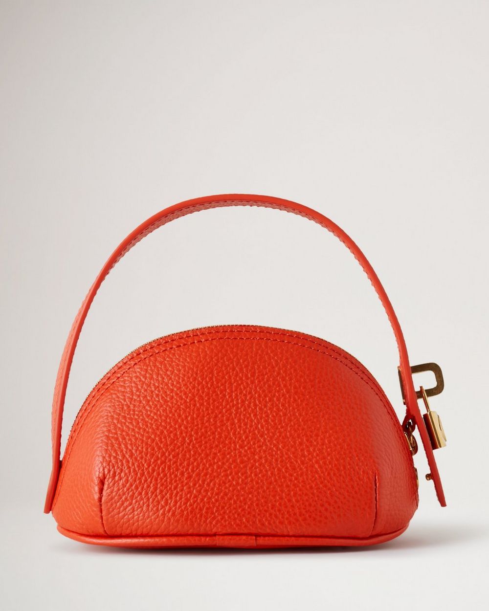 Billie Mini Pouch with Top Handle | Coral Orange Small Classic Grain ...