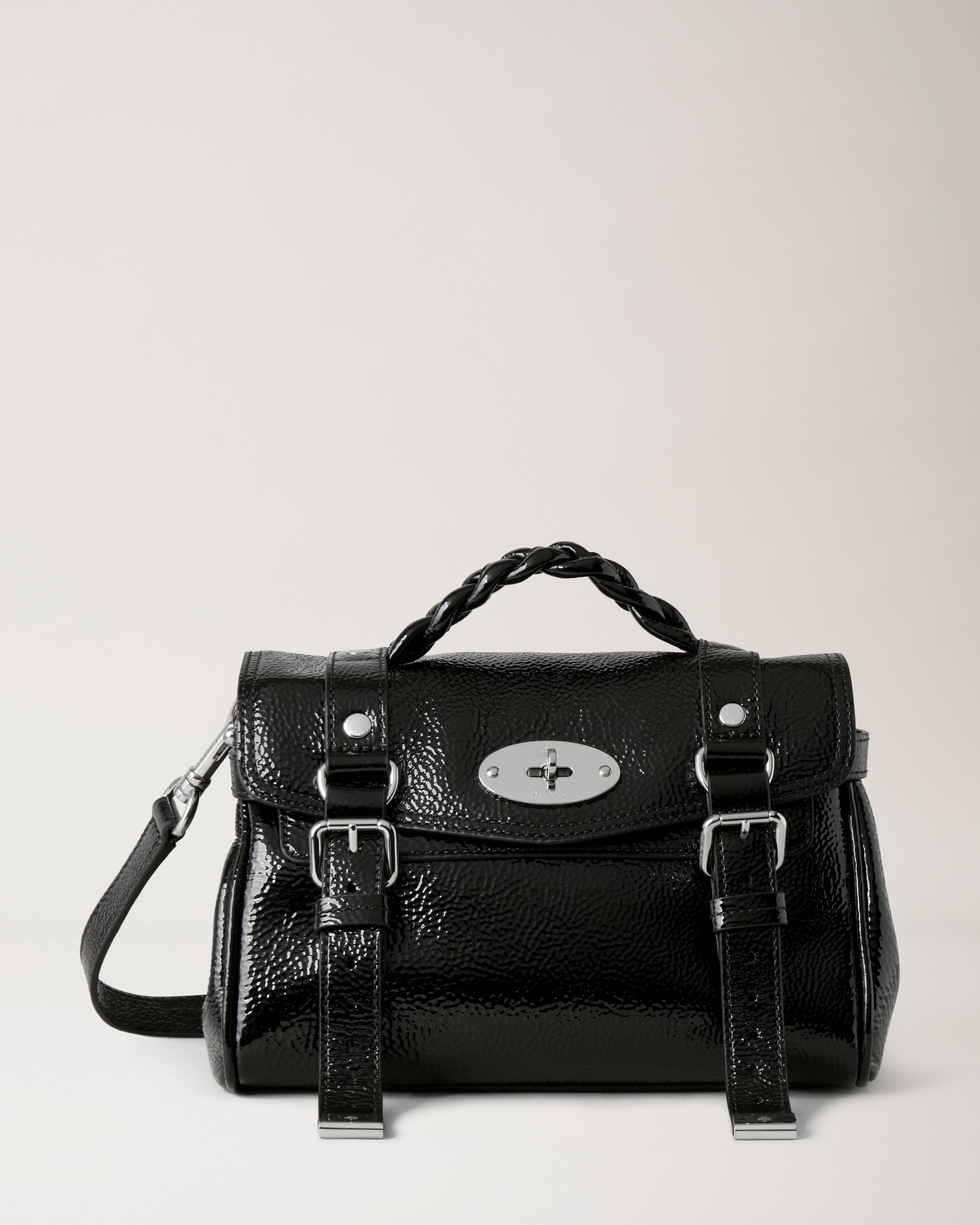 Mini Alexa | Black Spongy Patent | Family | Mulberry