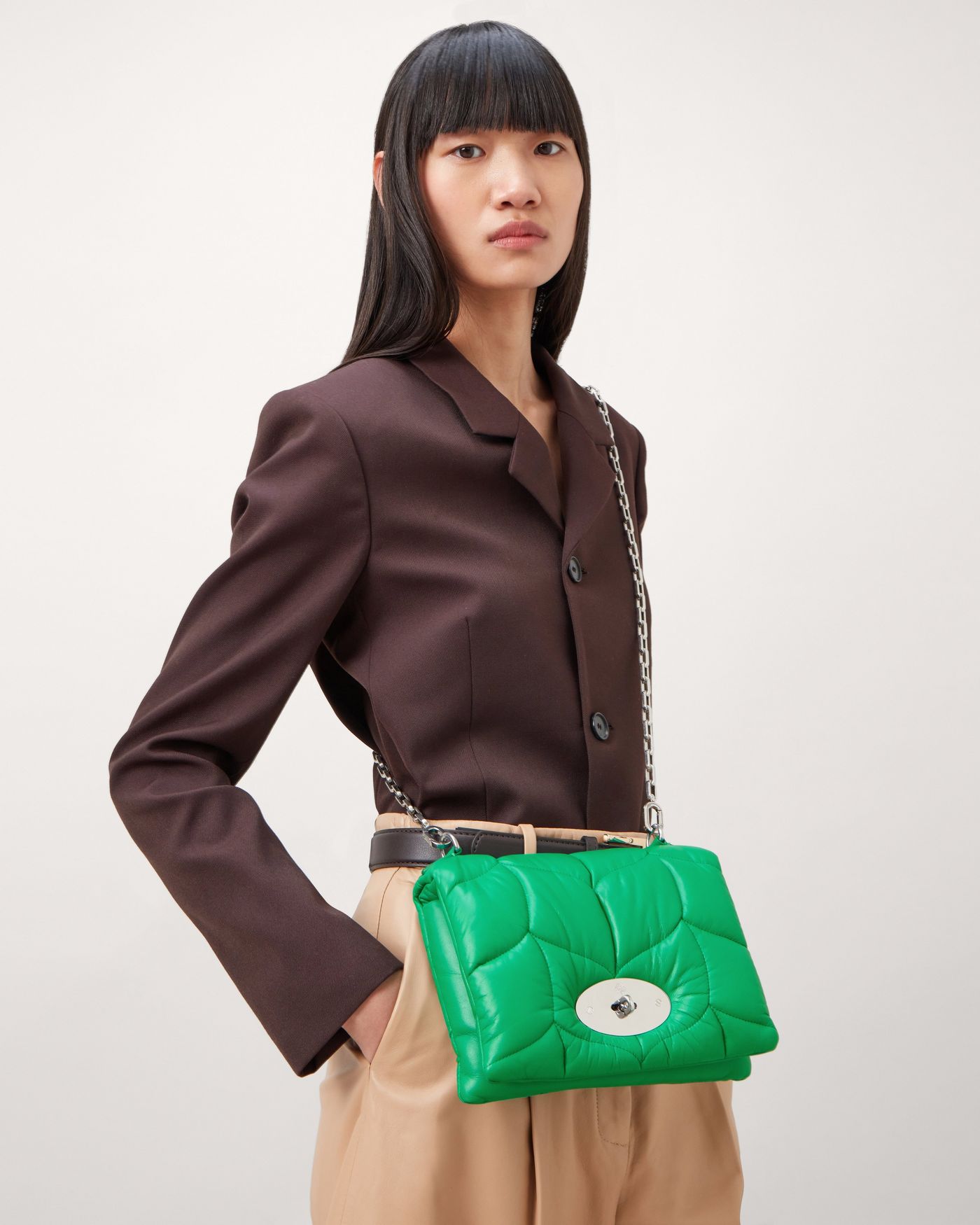 Little Softie | Lawn Green Pillow Effect Nappa Leather | Softie | Mulberry