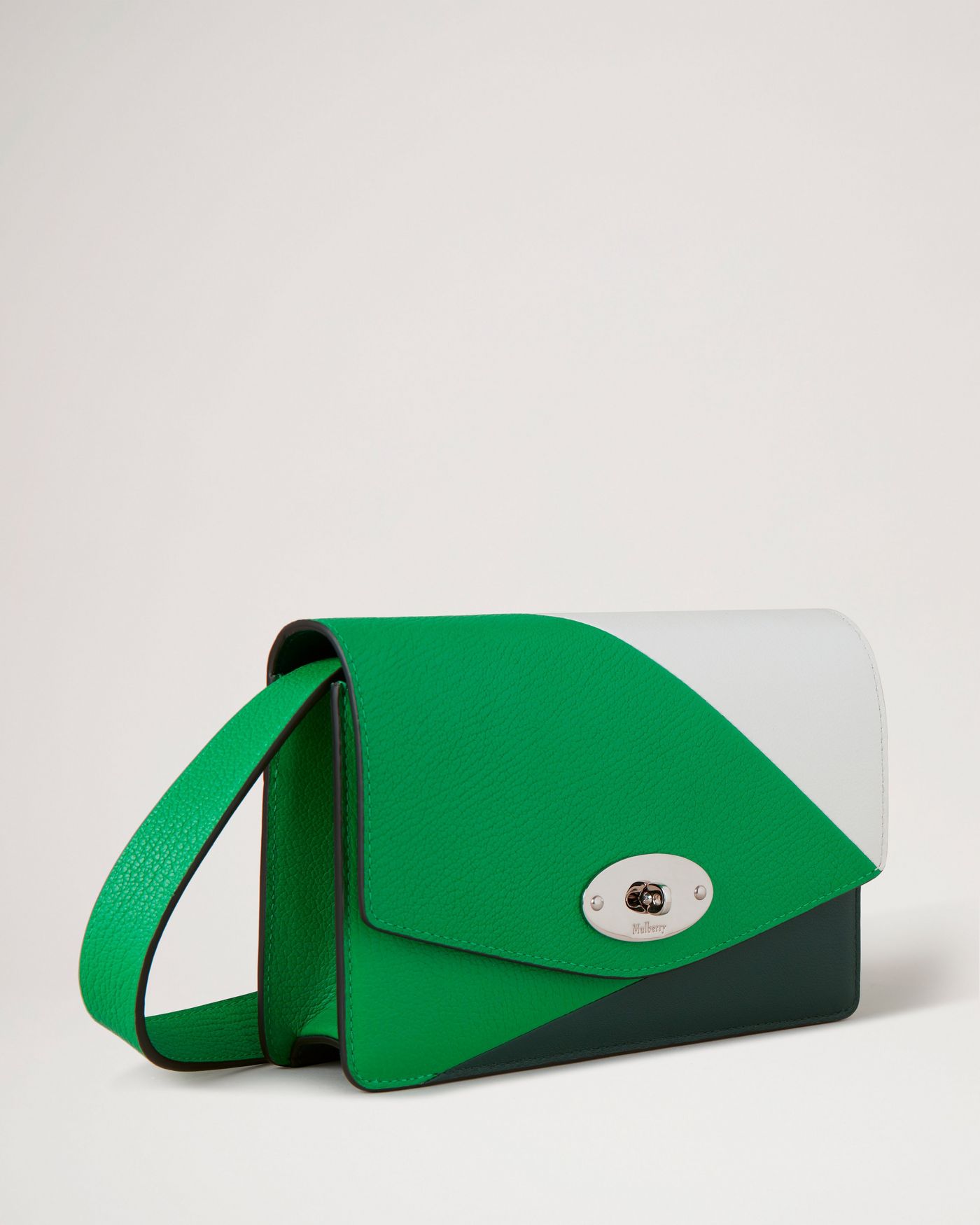 Small Darley | Lawn Green, White & Mulberry Green Silky Calf Leather ...