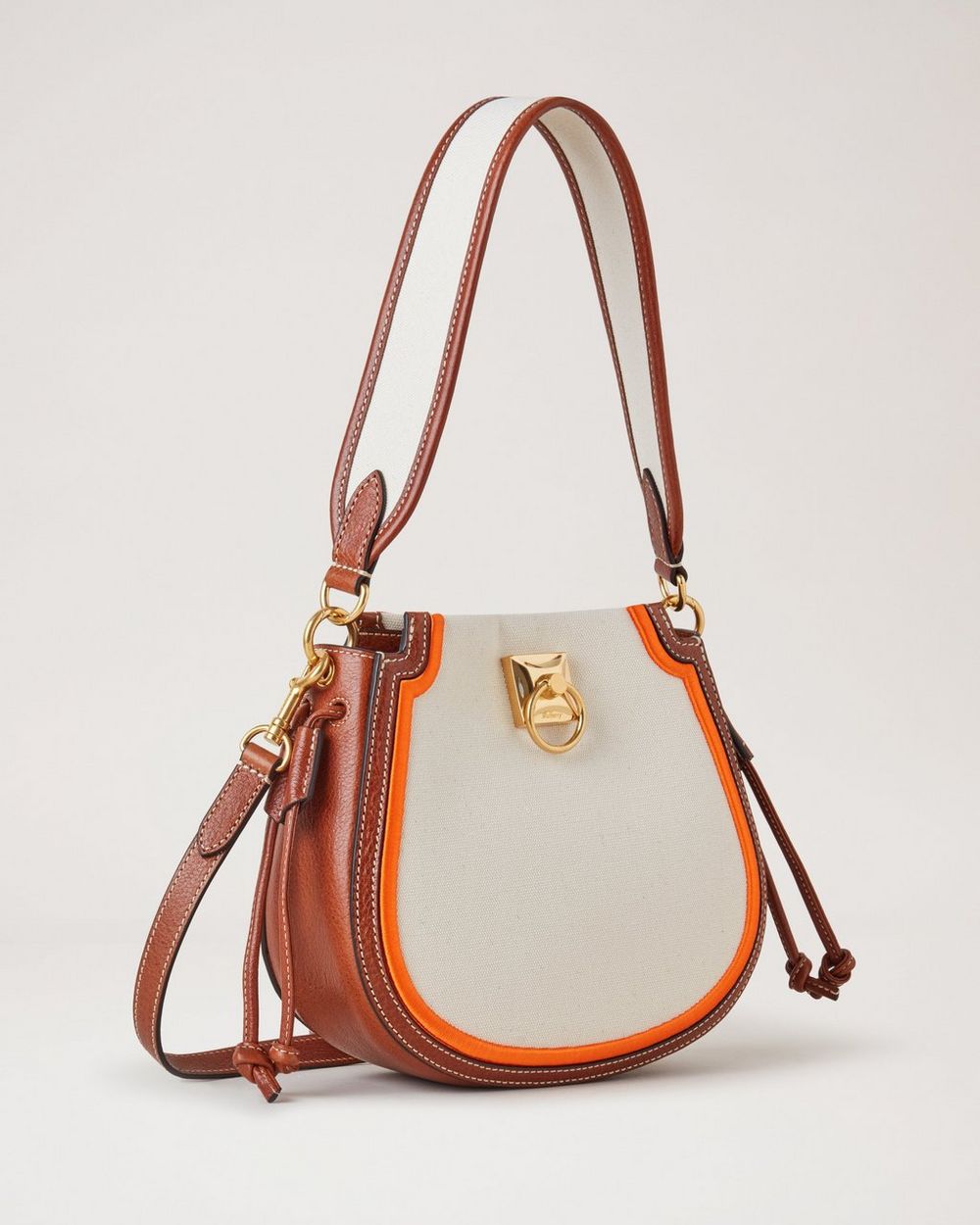 Mini Iris Hobo | Ecru & Oak Canvas & Leather | Sustainable Icons | Mulberry