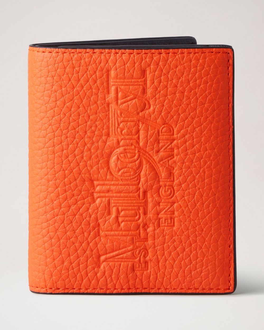 Trifold Wallet | Mandarin Orange Small Classic Grain | Men | Mulberry