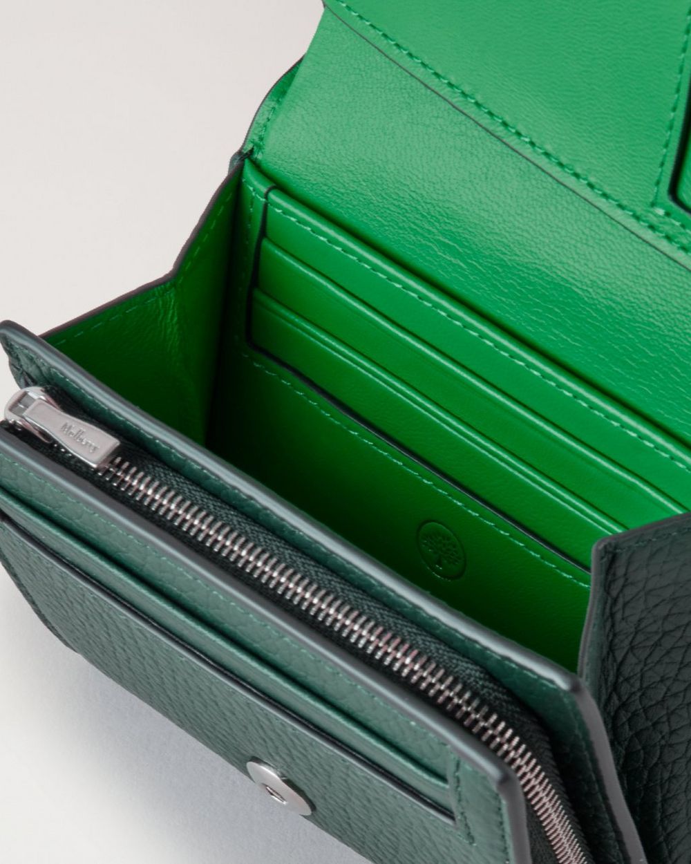 Small Continental French Purse | Mulberry Green & Lawn Green Heavy ...