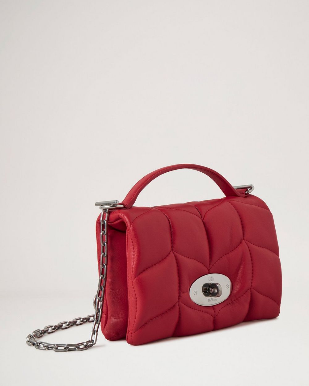 Tiny Softie | Lancaster Red Pillow Effect Nappa Leather | Softie | Mulberry