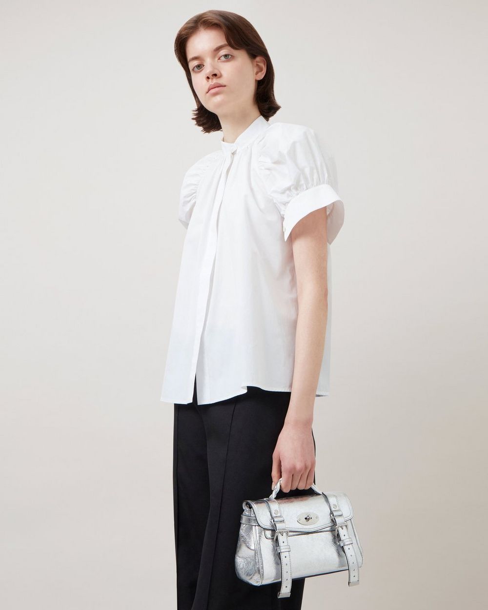 Mini Alexa | Silver Crinkled Metallic Leather | Family | Mulberry