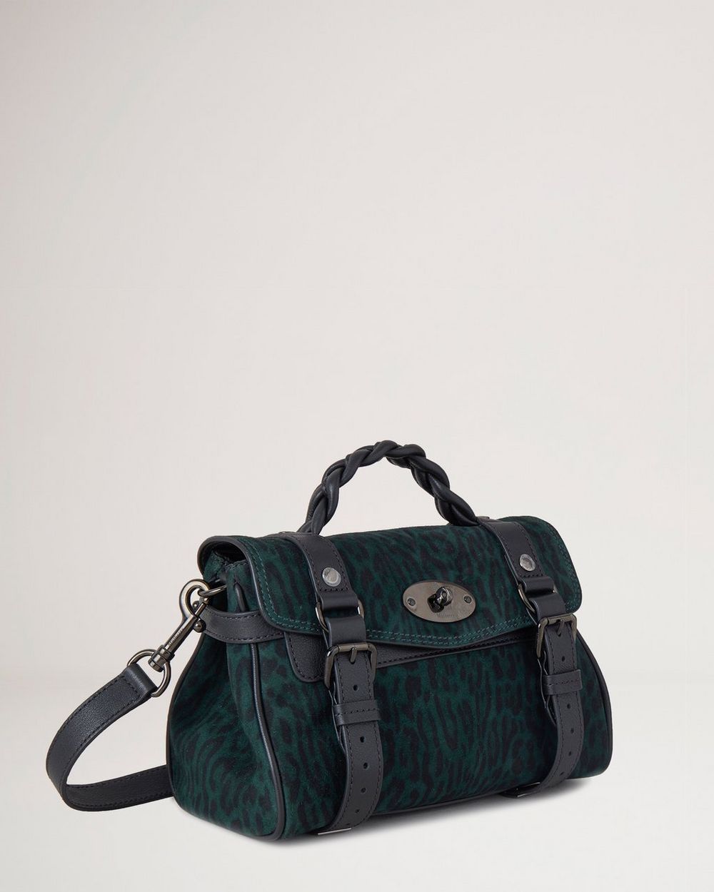 Mini Alexa | Mulberry Green & Black Leopard Printed Suede | Family ...