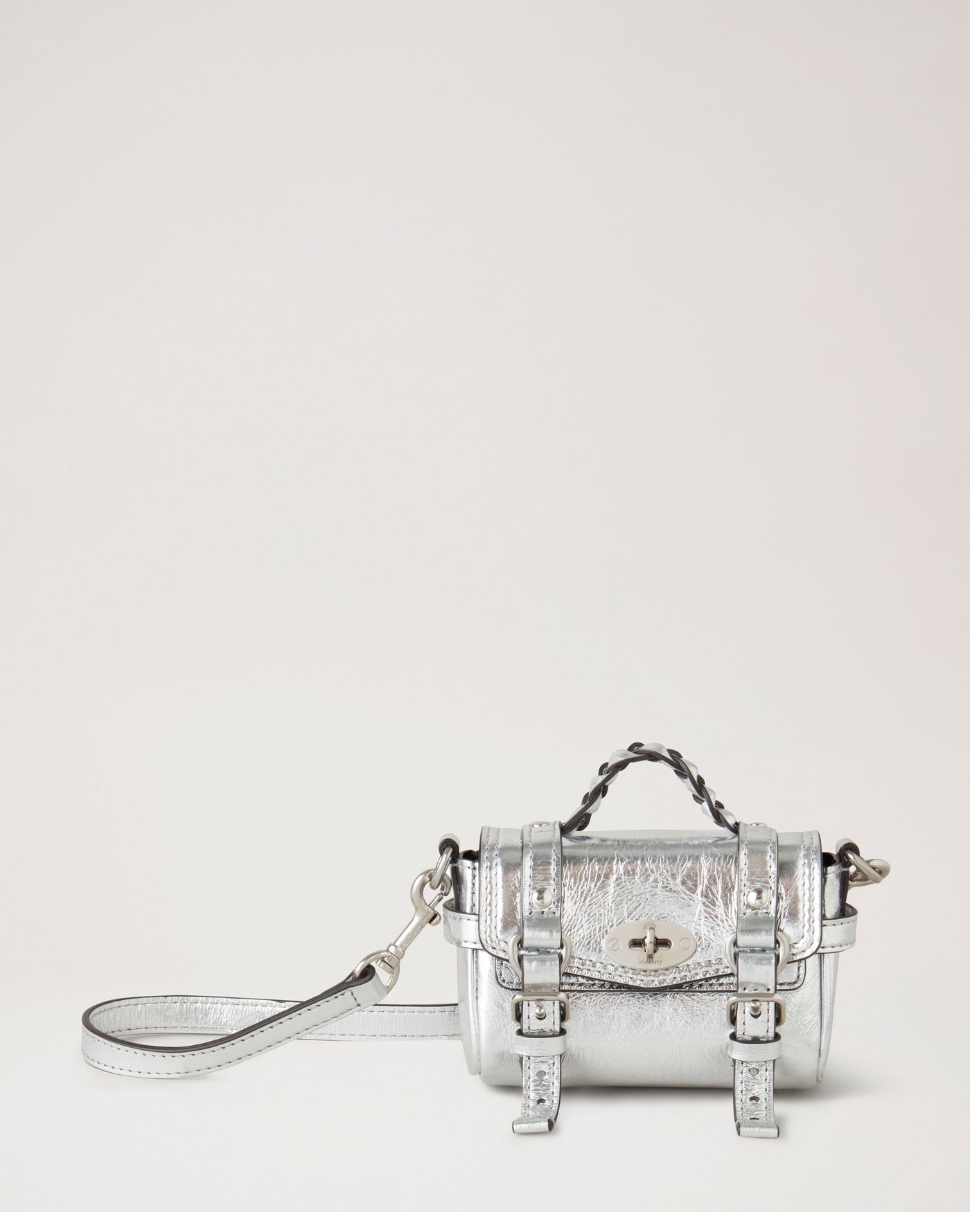 Micro Alexa | Silver Crinkled Metallic Leather | Family | Mulberry