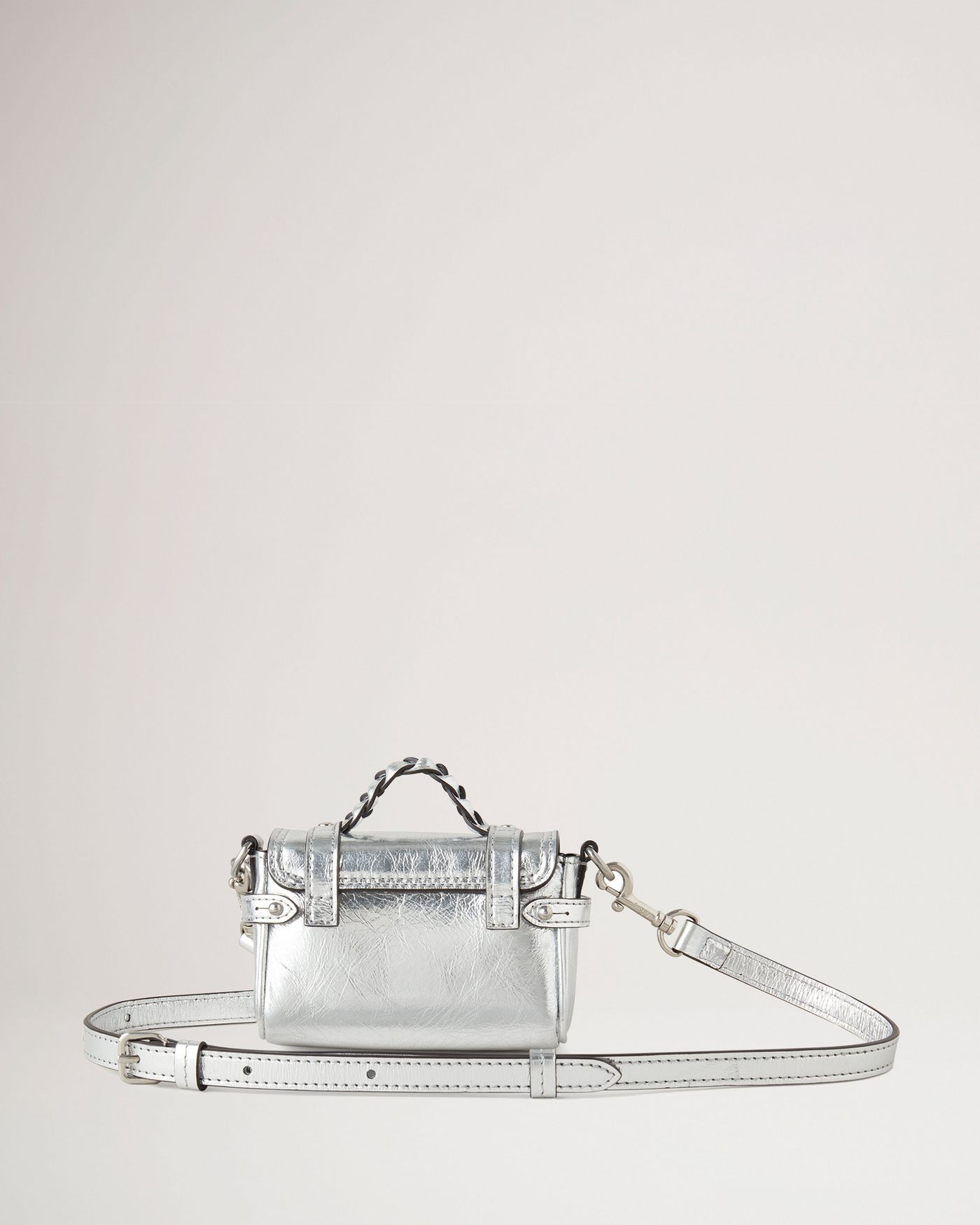 Micro Alexa | Silver Crinkled Metallic Leather | Family | Mulberry