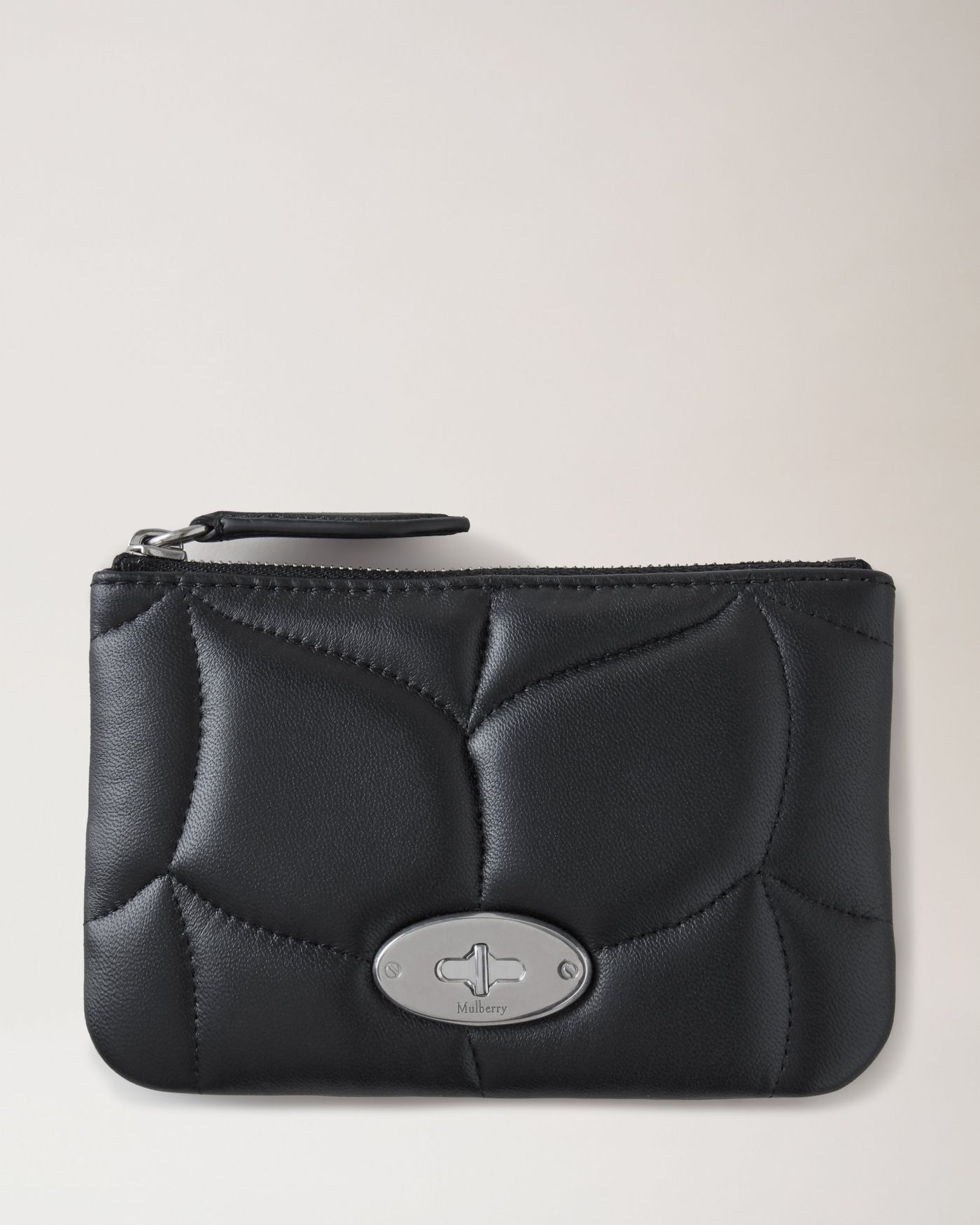 Softie Zip Coin Pouch Black Pillow Effect Nappa Leather Softie