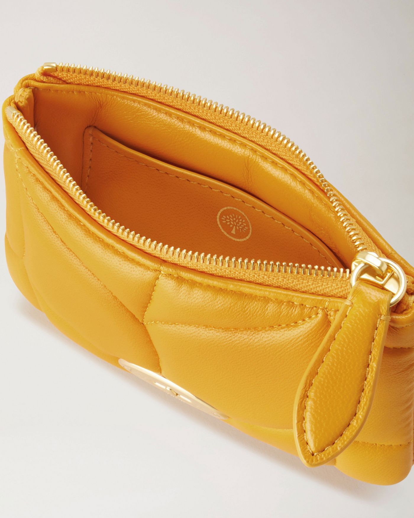 Softie Zip Coin Pouch | Double Yellow Pillow Effect Nappa Leather ...