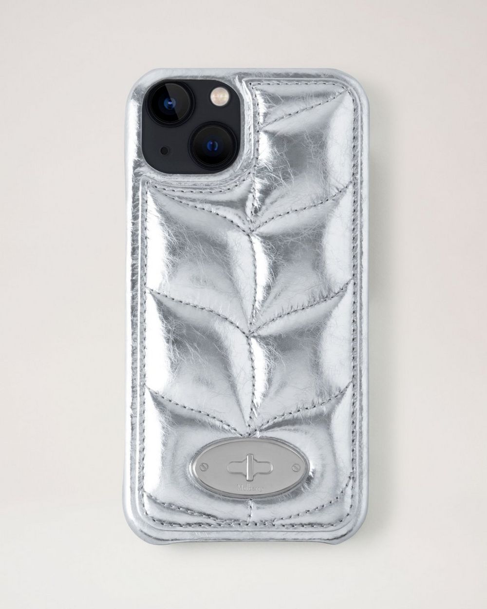 Softie iPhone 13 Case | Silver Crinkled Metallic Leather | Softie ...