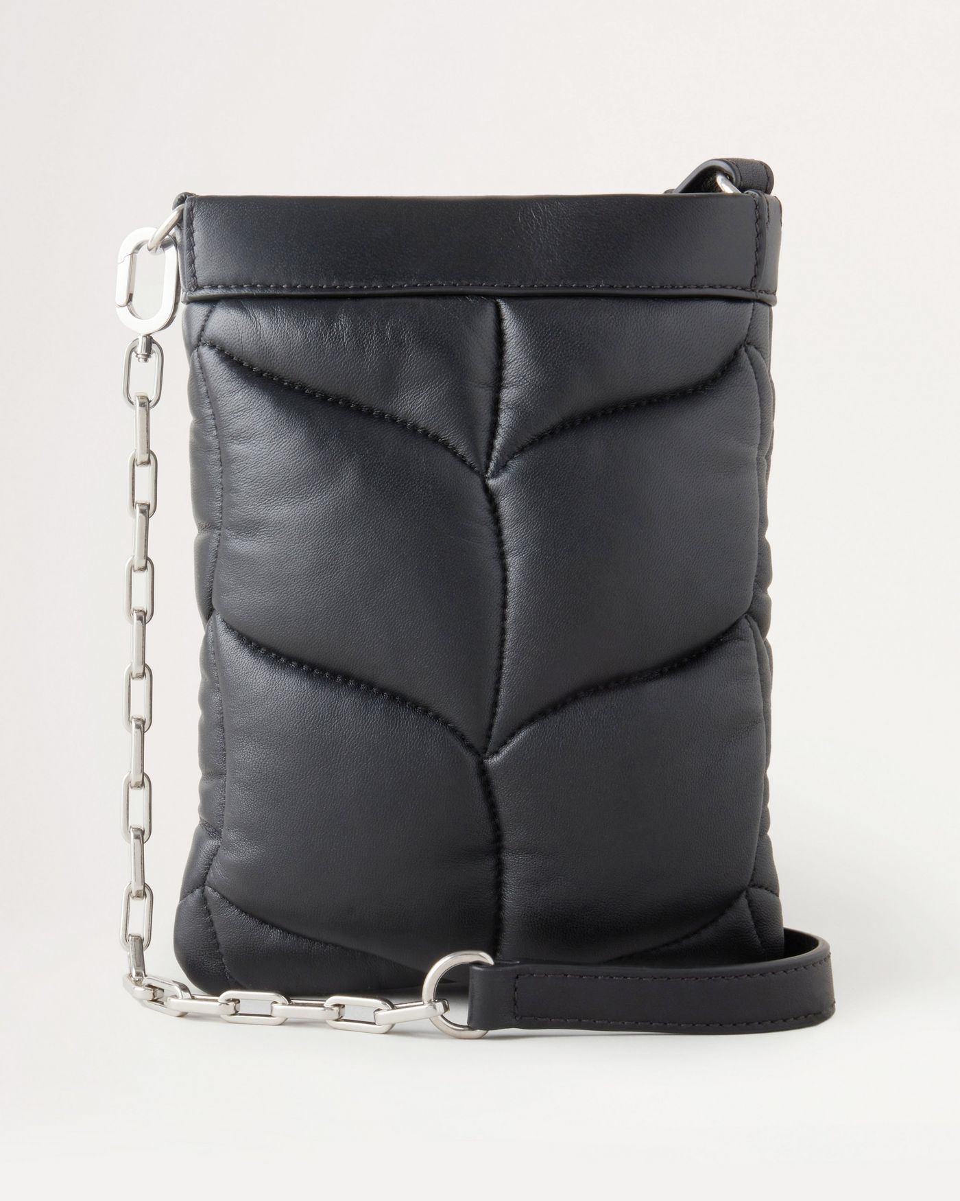 Softie Phone Pouch | Black Pillow Effect Nappa Leather | Softie | Mulberry