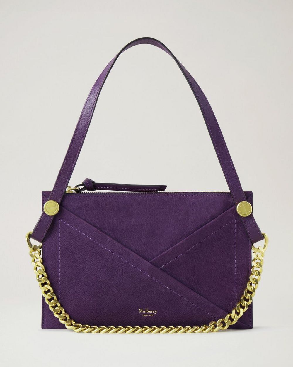 M Zipped Pouch | Amethyst Soft Nubuck and Silky Calf | Women | Mulberry
