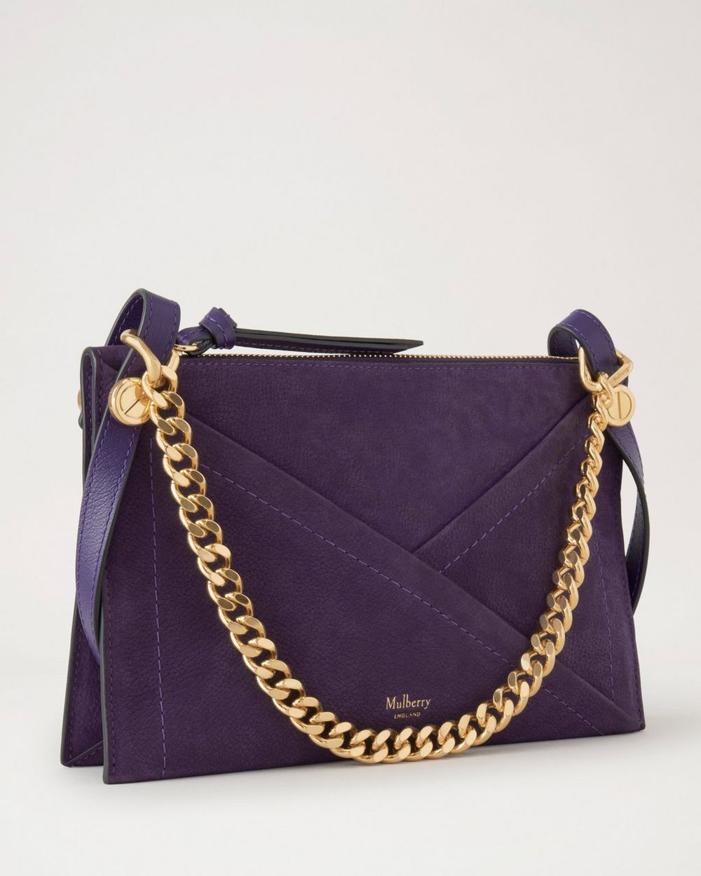 M Zipped Pouch | Amethyst Soft Nubuck and Silky Calf | Women | Mulberry