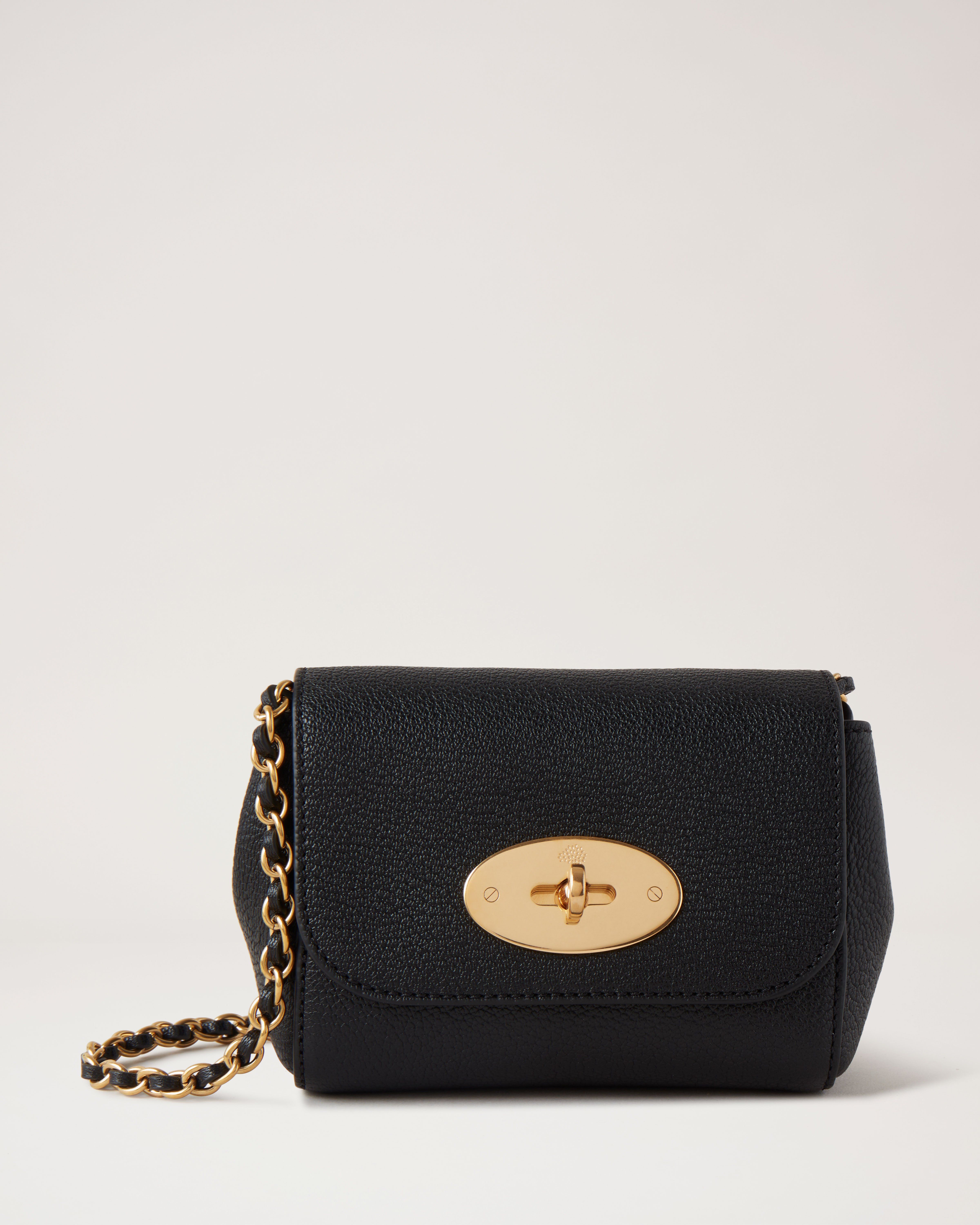 Mini Lily | Black & Brass High Shine Goat Leather | Lily | Mulberry