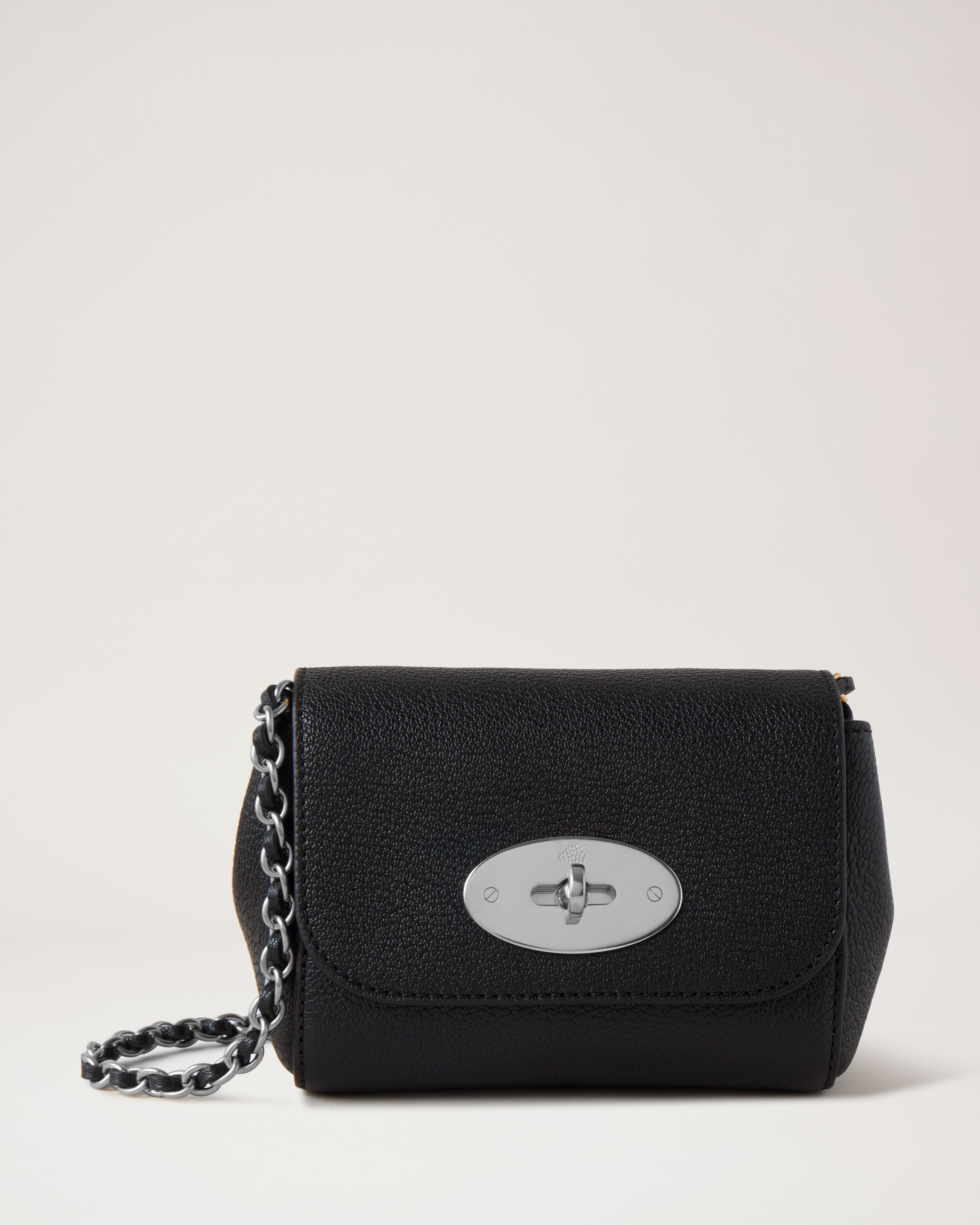 Mini Lily | Black & Silver Toned High Shine Goat leather | Lily | Mulberry