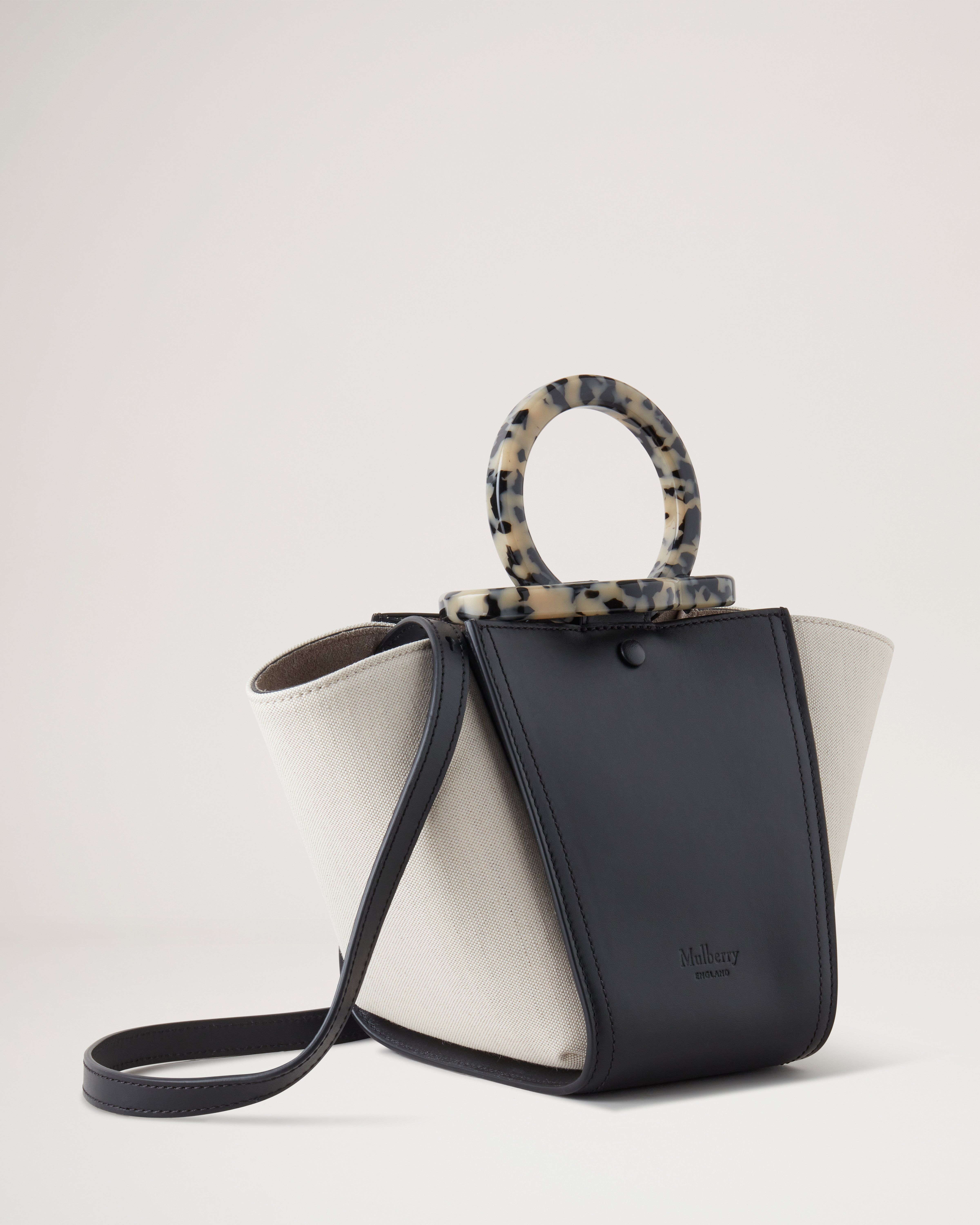 Mini Rider's Top Handle Bag | Black-Ecru Classic Smooth Calf & Refined ...