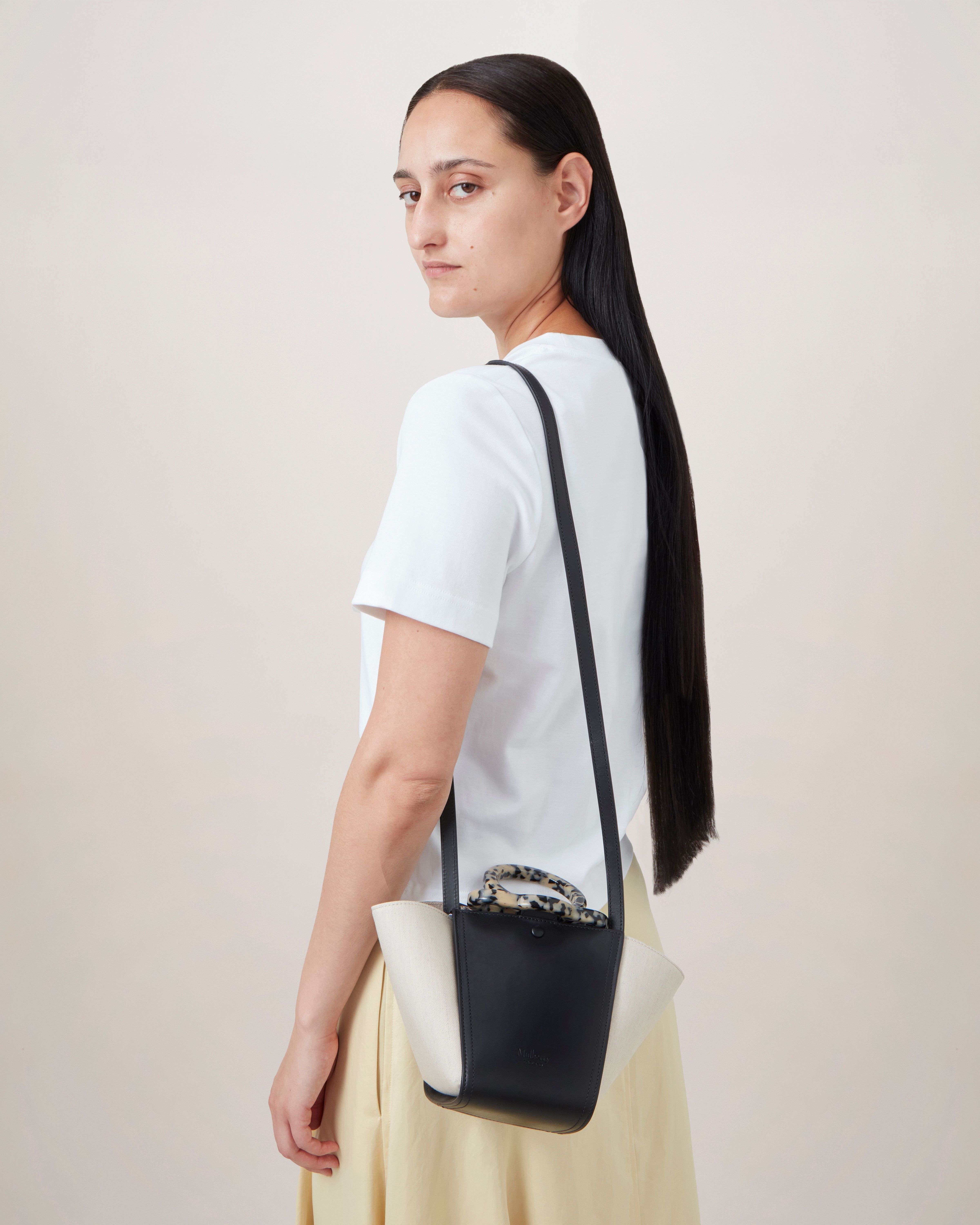 Mini Rider's Top Handle Bag | Black-Ecru Classic Smooth Calf & Refined ...