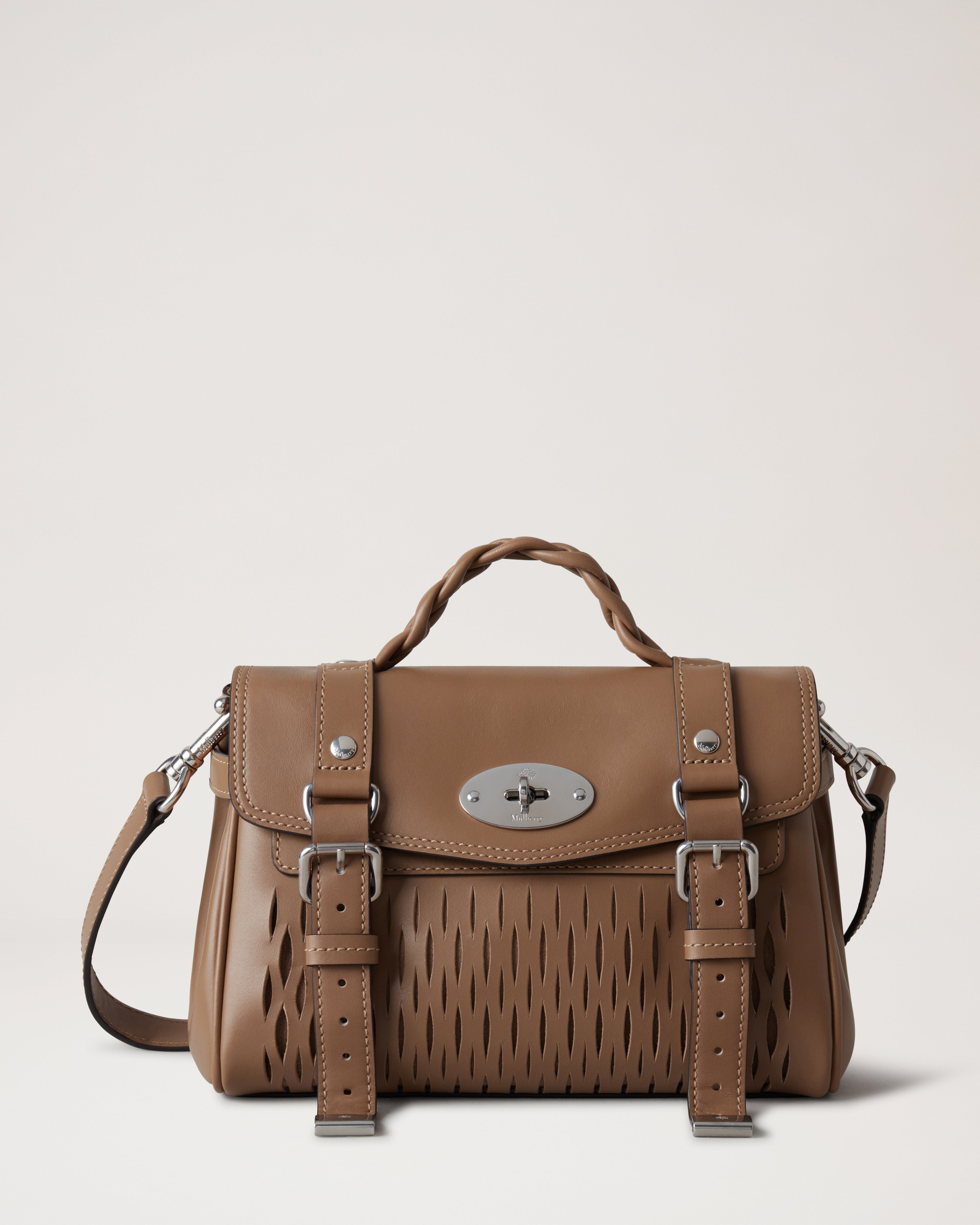 Mini Alexa Teak White Leather Mesh Classic Smooth Calf Alexa Mulberry