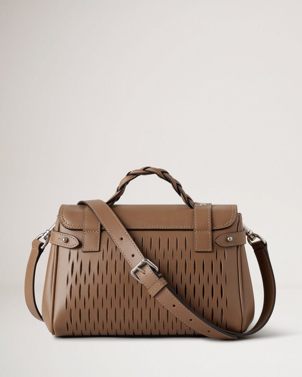 Mini Alexa | Teak-White Leather Mesh Classic Smooth Calf | Alexa | Mulberry