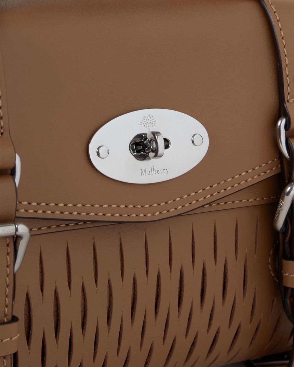 Mini Alexa Teak White Leather Mesh Classic Smooth Calf Alexa Mulberry