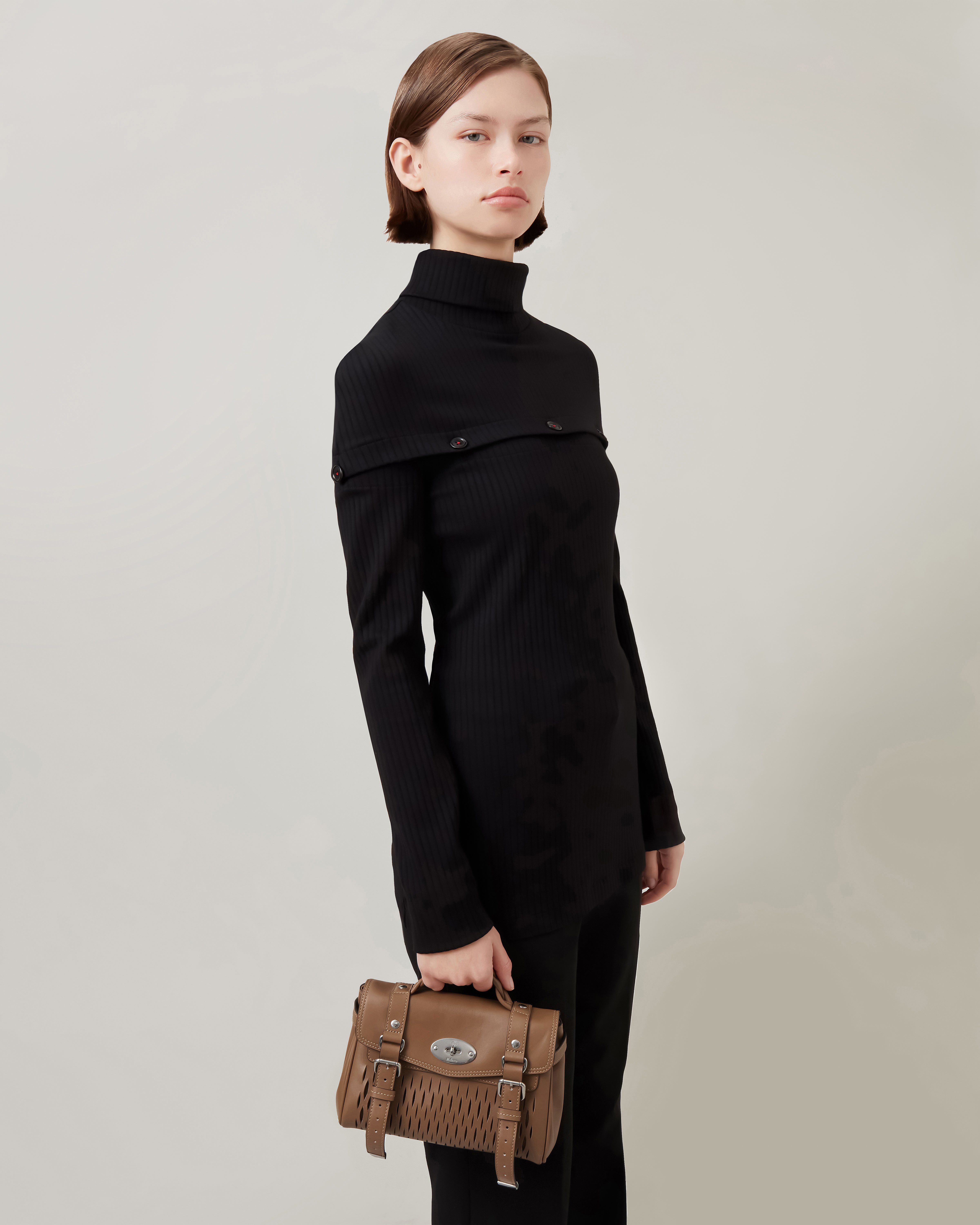 Mini Alexa | Teak-White Leather Mesh Classic Smooth Calf | Alexa | Mulberry