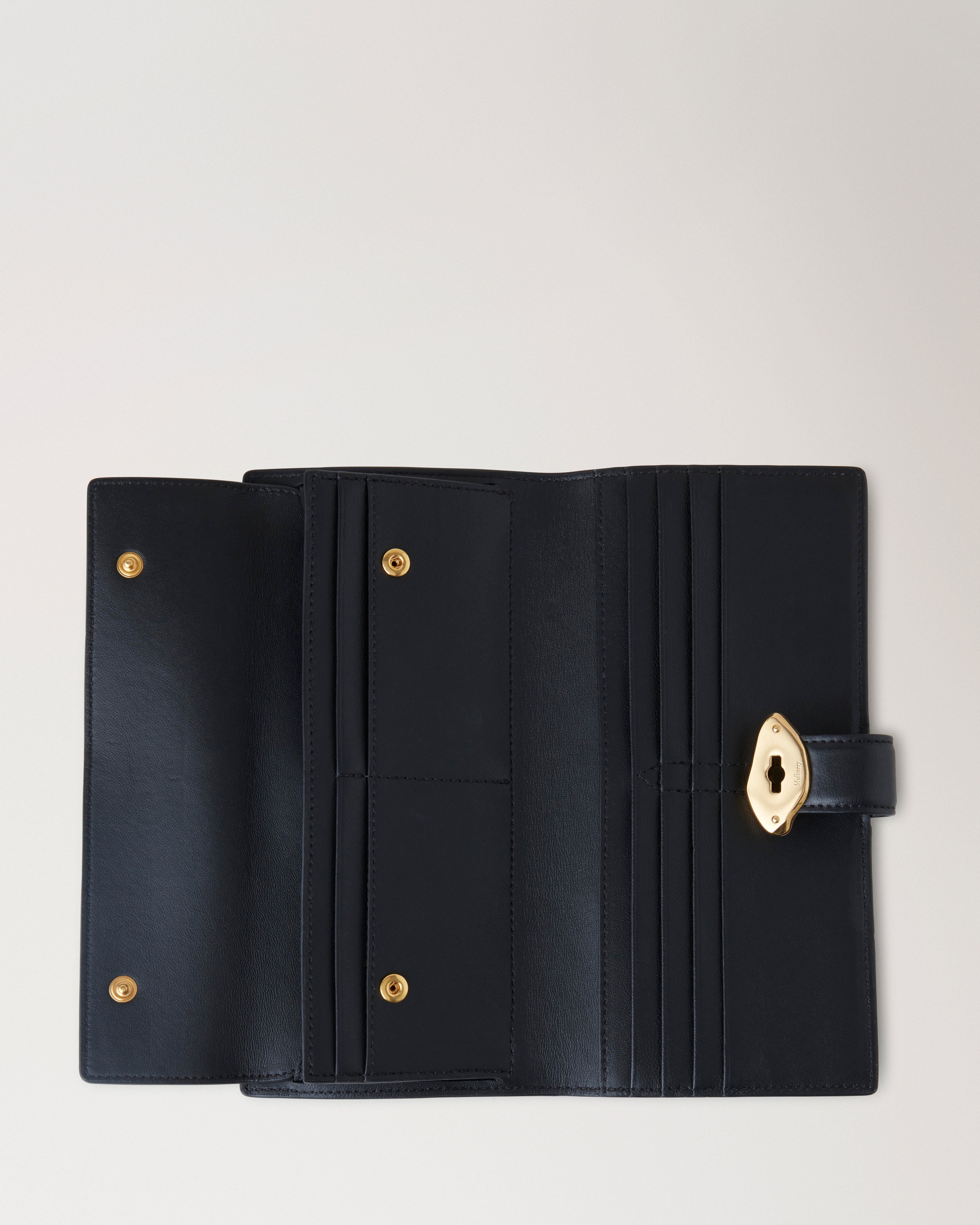 Mulberry | Lana Long Bifold Wallet | Black High Gloss Leather