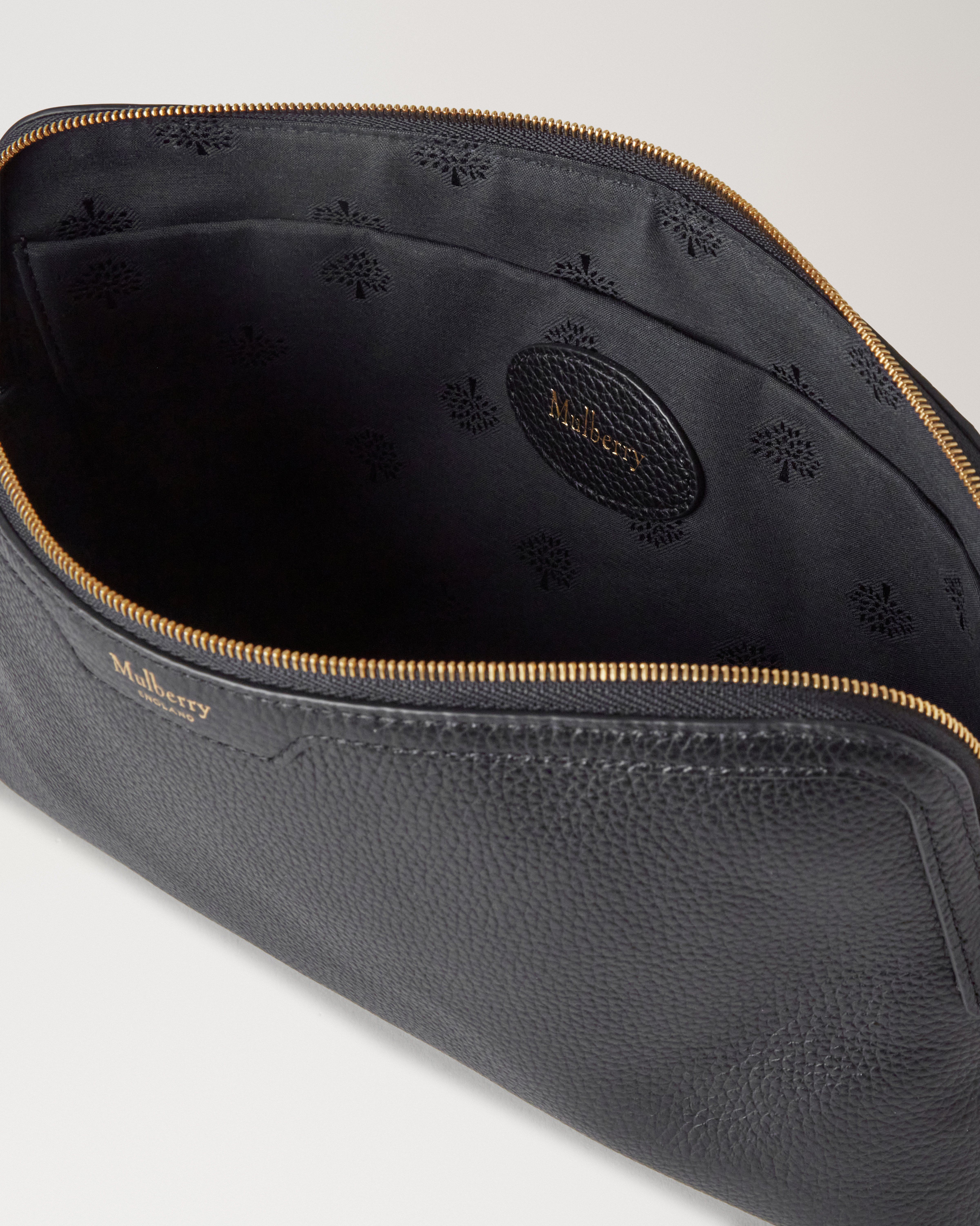 Mulberry | Medium Cosmetic Pouch | Black Small Classic Grain
