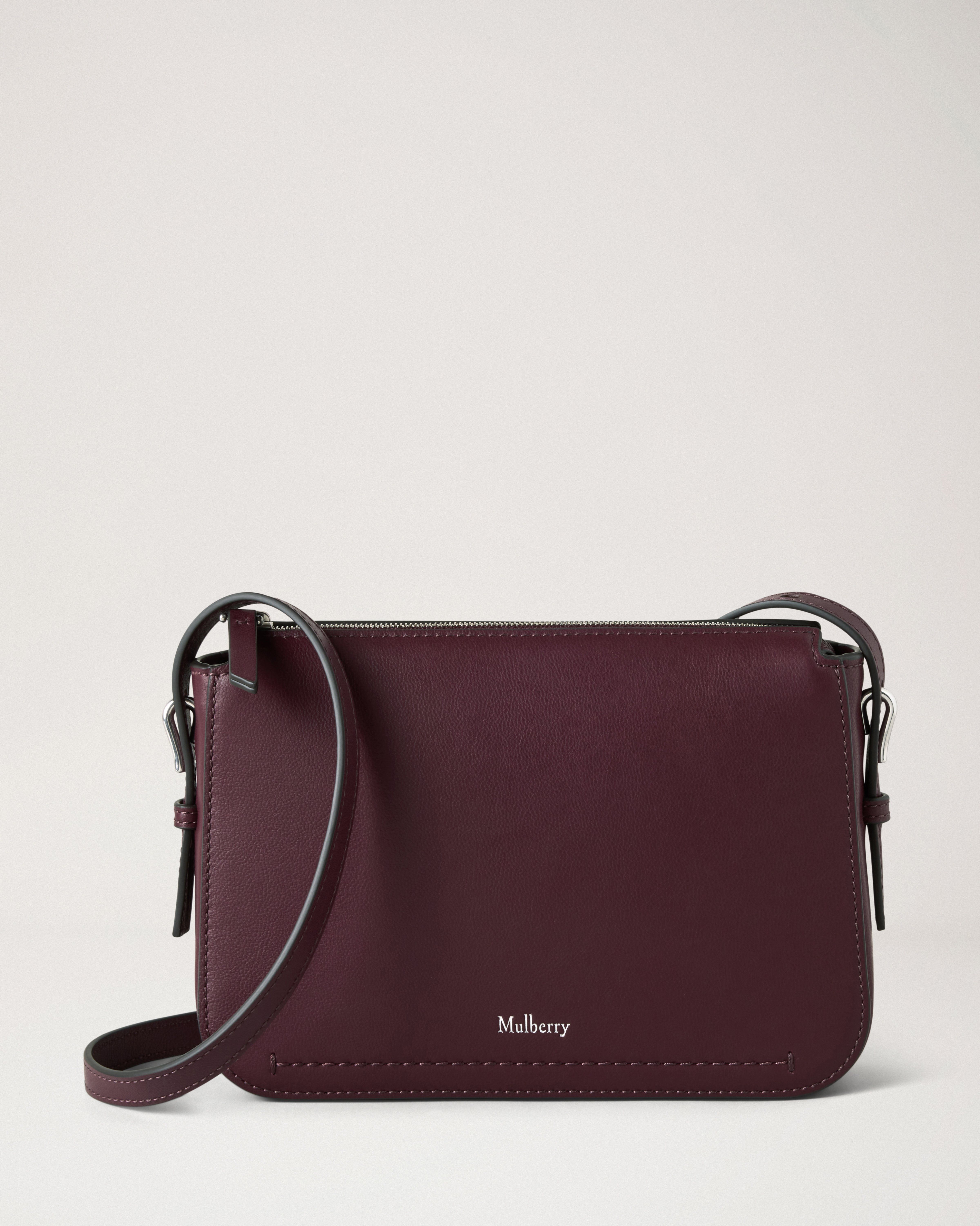 Mulberry | Clovelly Pouch | Black Cherry Micro Classic Grain