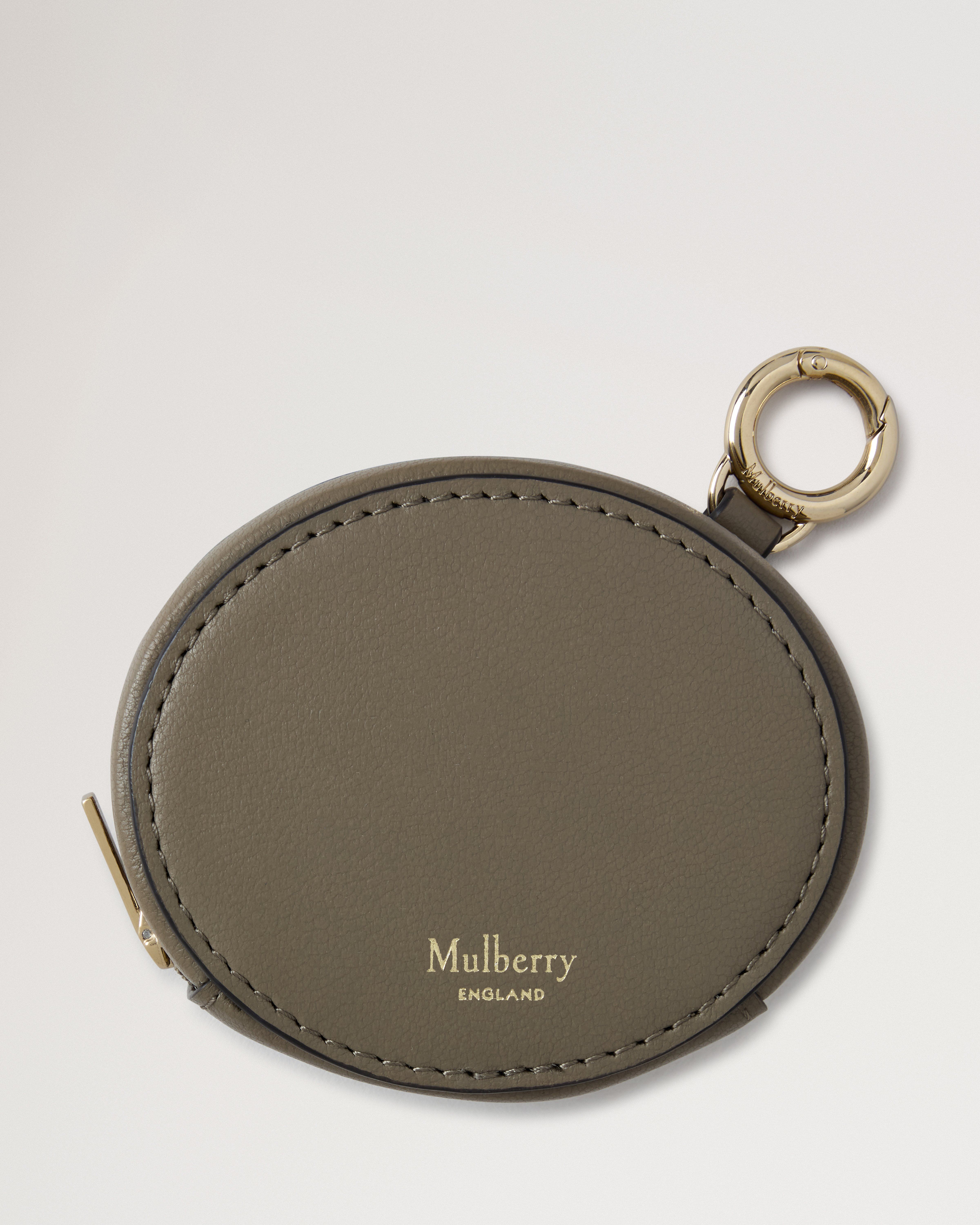 Mulberry | Zipped Case Keyring | Linen Green Micro Classic Grain