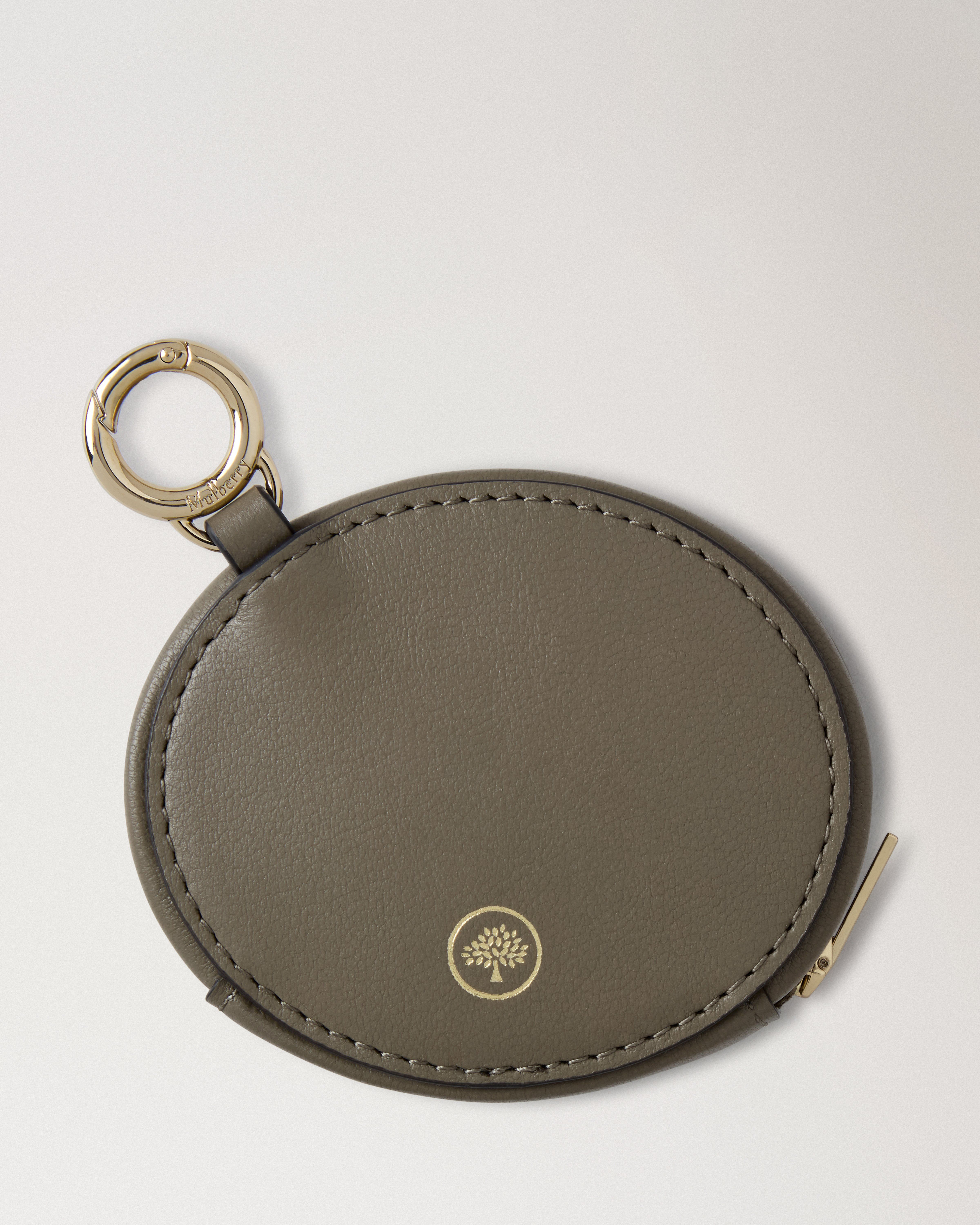 Mulberry | Zipped Case Keyring | Linen Green Micro Classic Grain